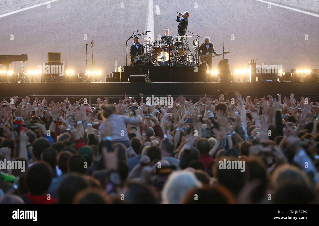 U2 performing on stage at Croke Park in Dublin Stock Photo - Alamy