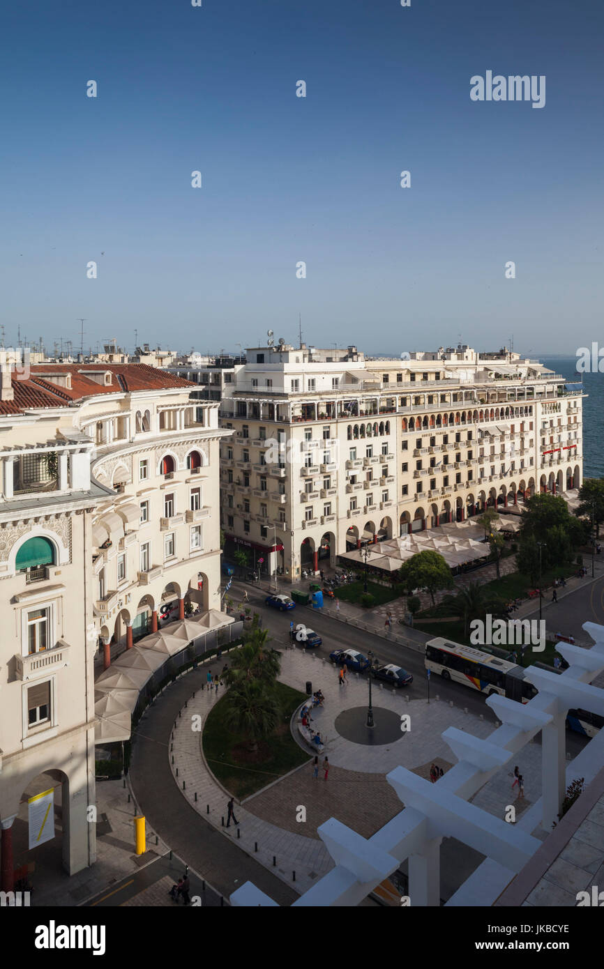 Greece, Central Macedonia Region, Thessaloniki, Aristotelous Square, buildlings, elevated view ...