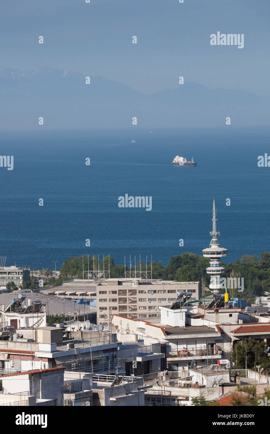 Greece, Central Macedonia Region, Thessaloniki, elevated city view from the Upper Town Stock ...
