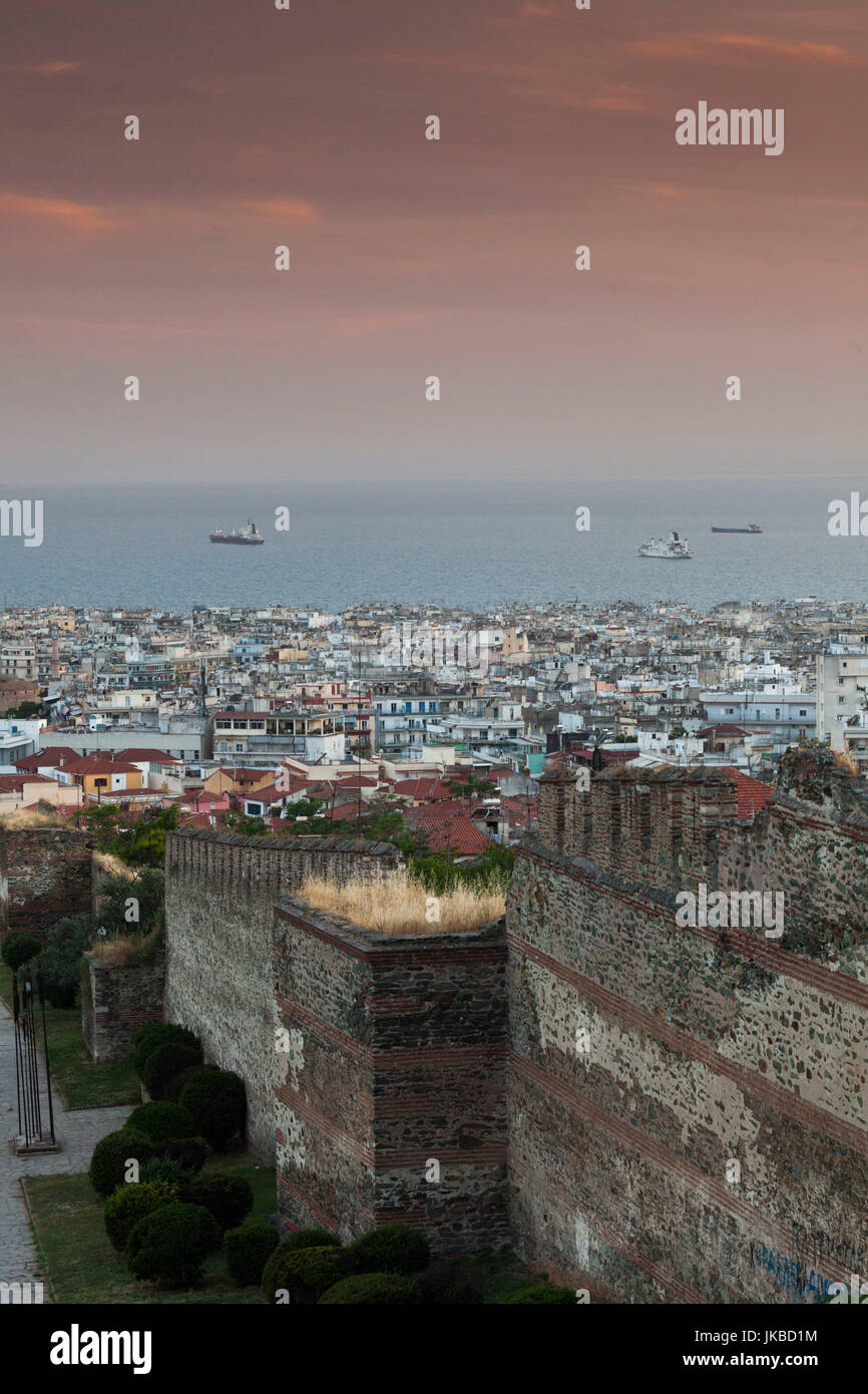 Greece, Central Macedonia Region, Thessaloniki, elevated city view from the Upper Town with ...