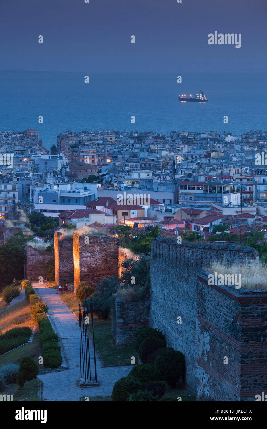 Greece, Central Macedonia Region, Thessaloniki, elevated city view from the Upper Town with ...
