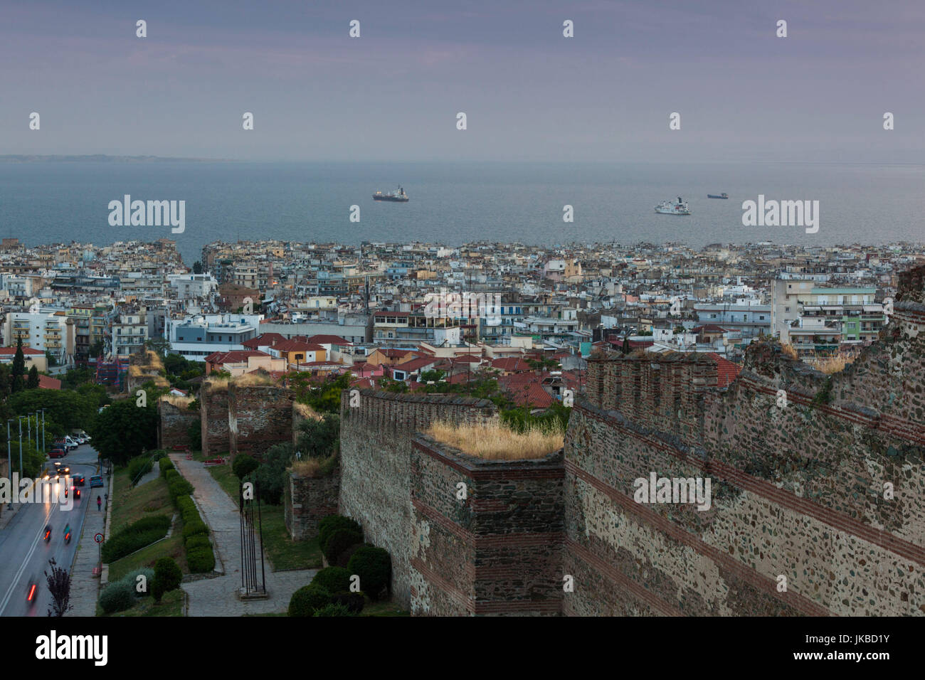 Greece, Central Macedonia Region, Thessaloniki, elevated city view from the Upper Town with ...