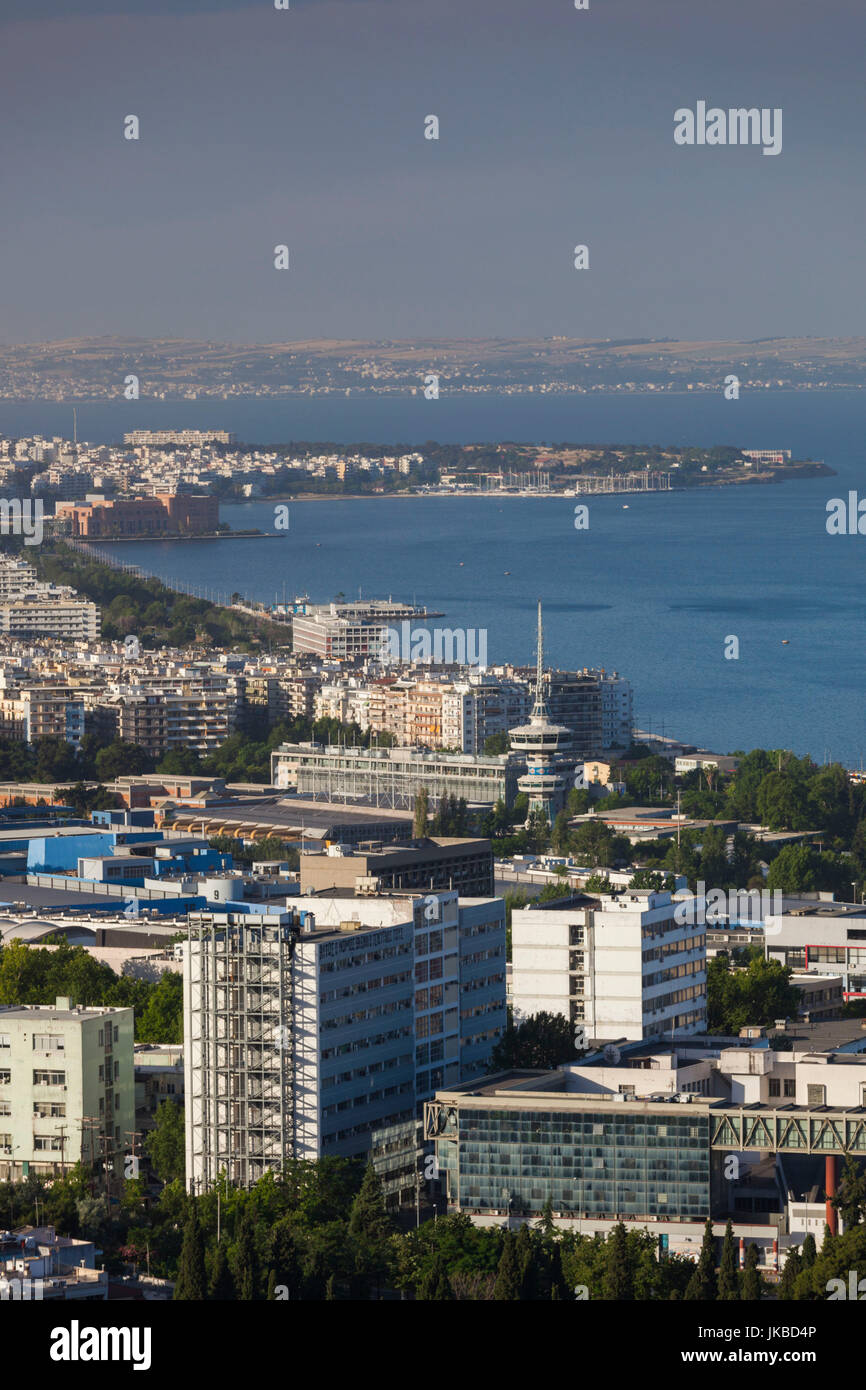 Greece, Central Macedonia Region, Thessaloniki, elevated city view from the Upper Town Stock ...