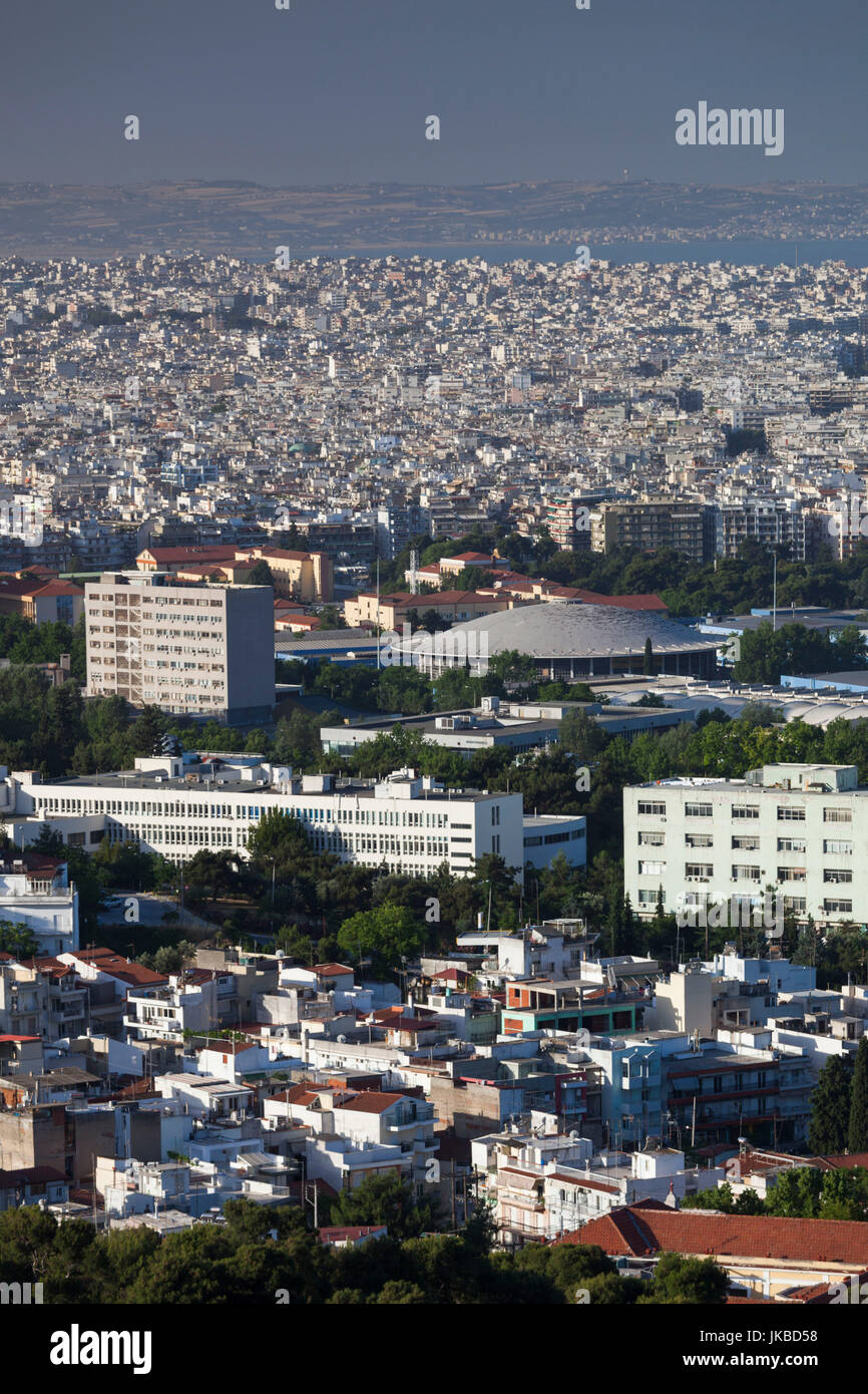 Greece, Central Macedonia Region, Thessaloniki, elevated city view from the Upper Town Stock ...