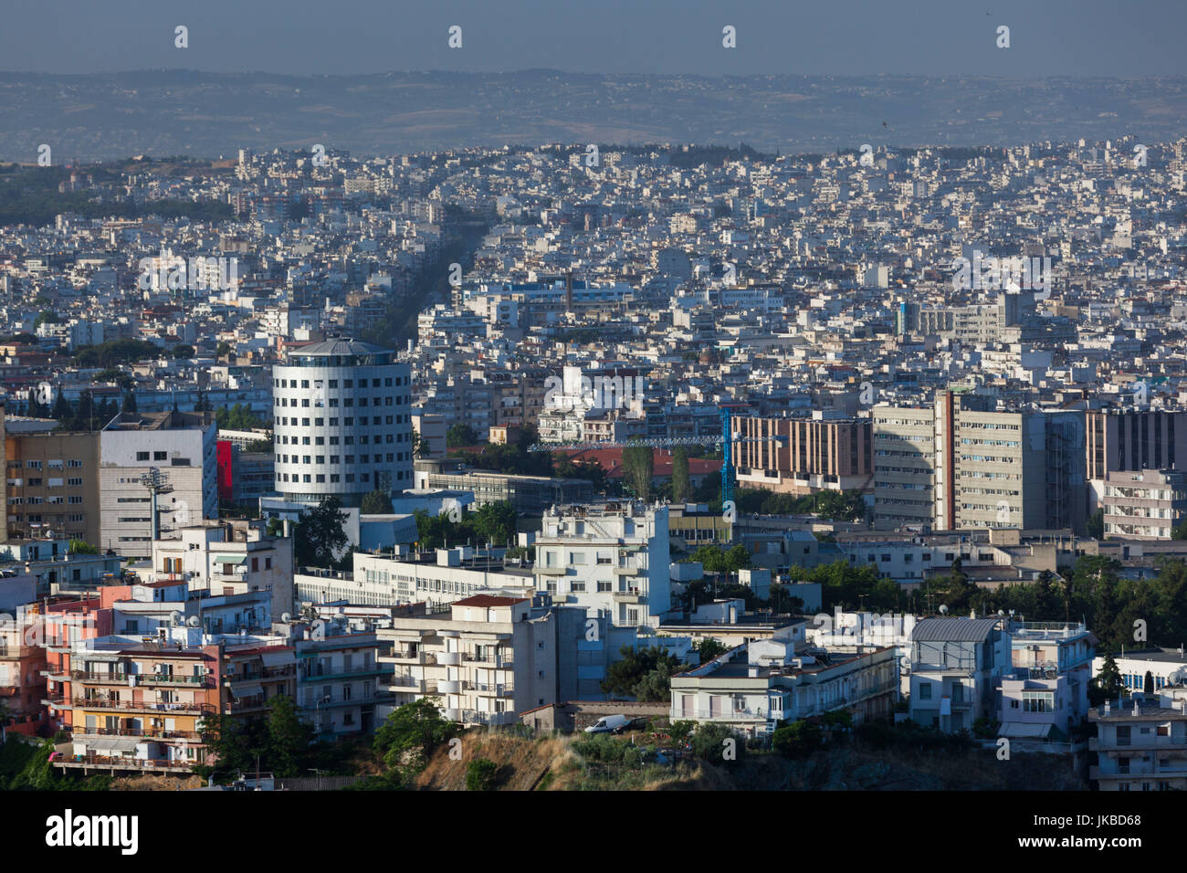 Greece, Central Macedonia Region, Thessaloniki, elevated city view from the Upper Town Stock ...