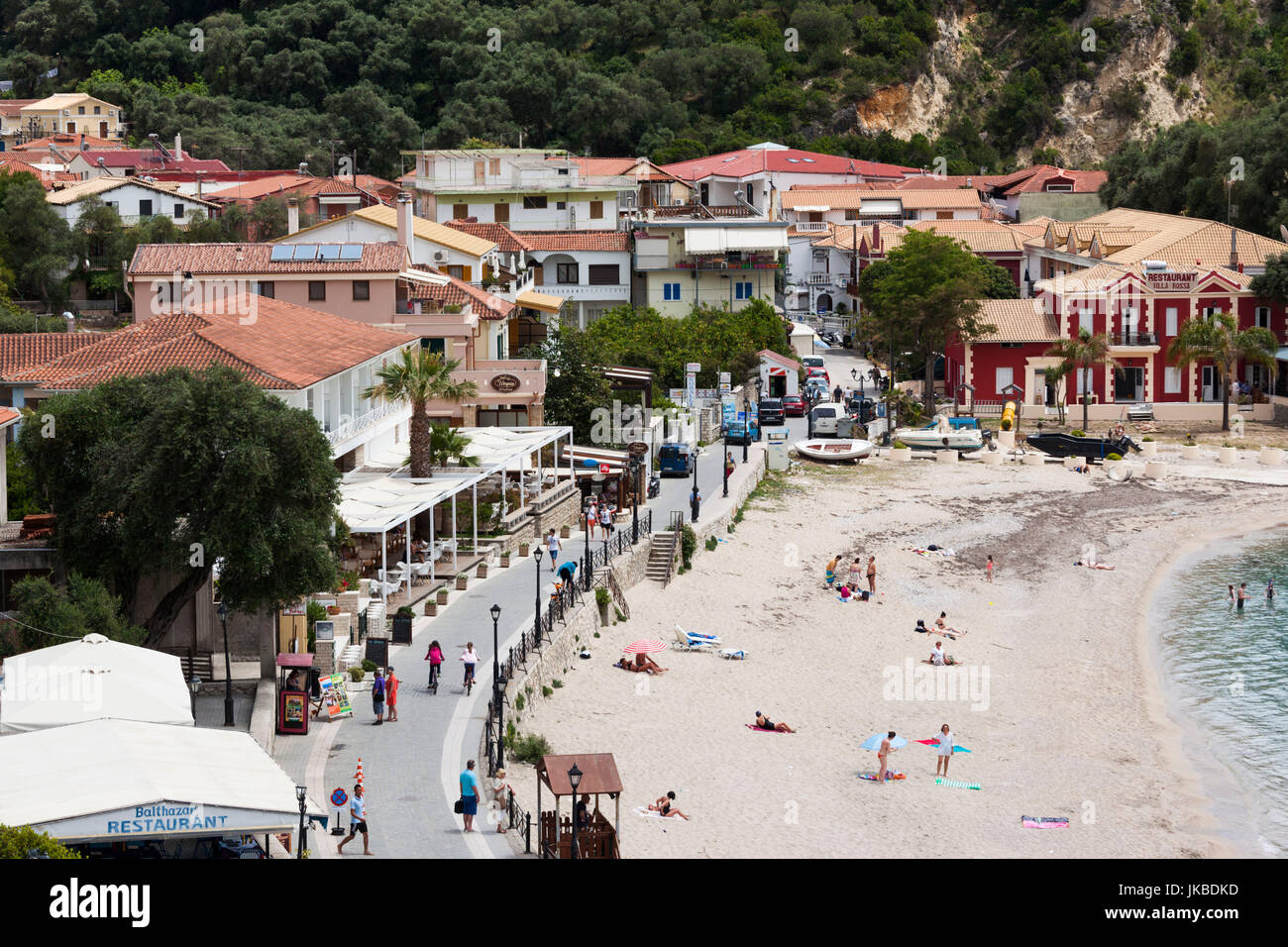 Greece, Epirus Region, Parga, elevated town beach view Stock Photo - Alamy