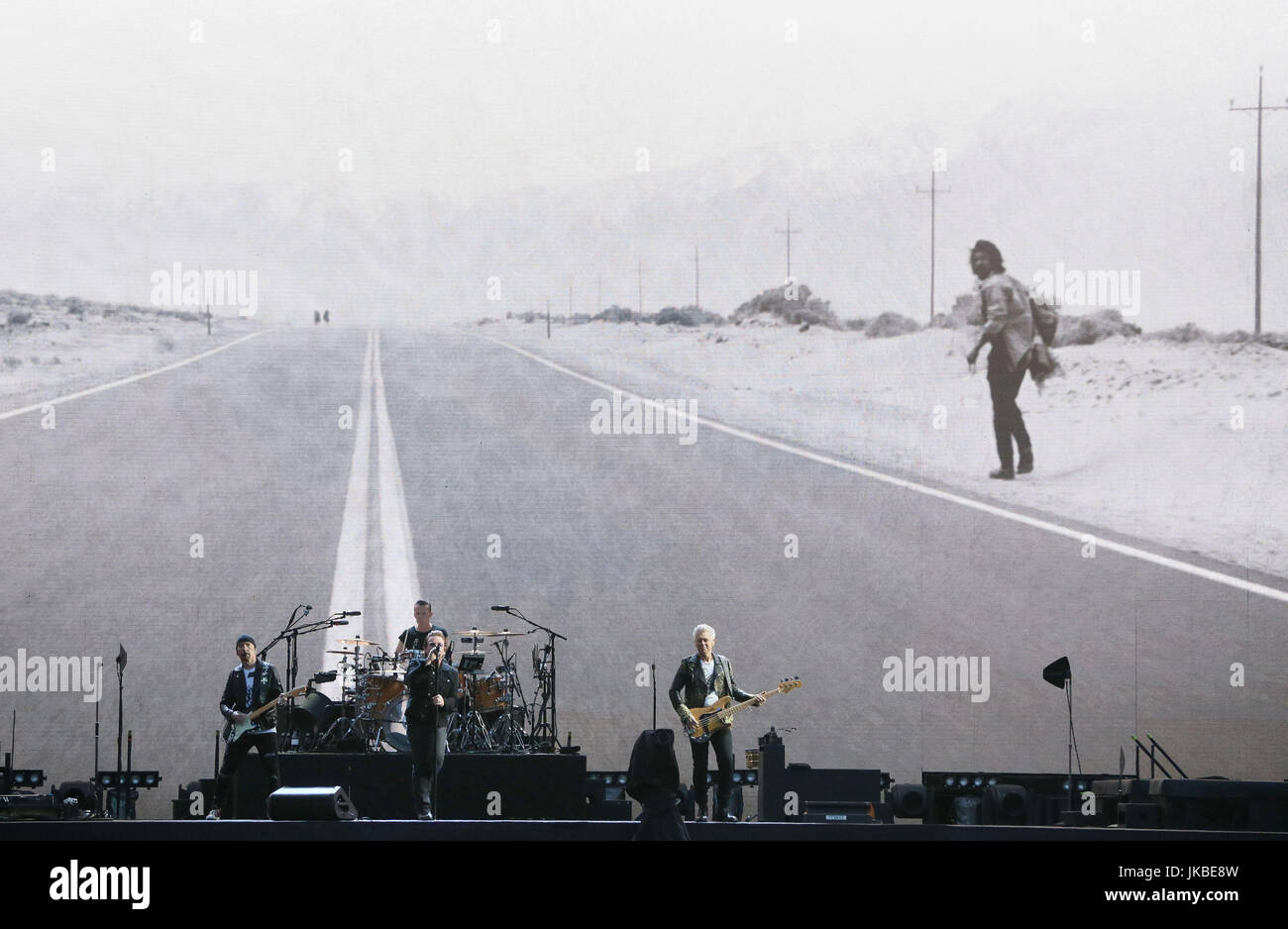 U2 performing on stage at Croke Park in Dublin Stock Photo - Alamy