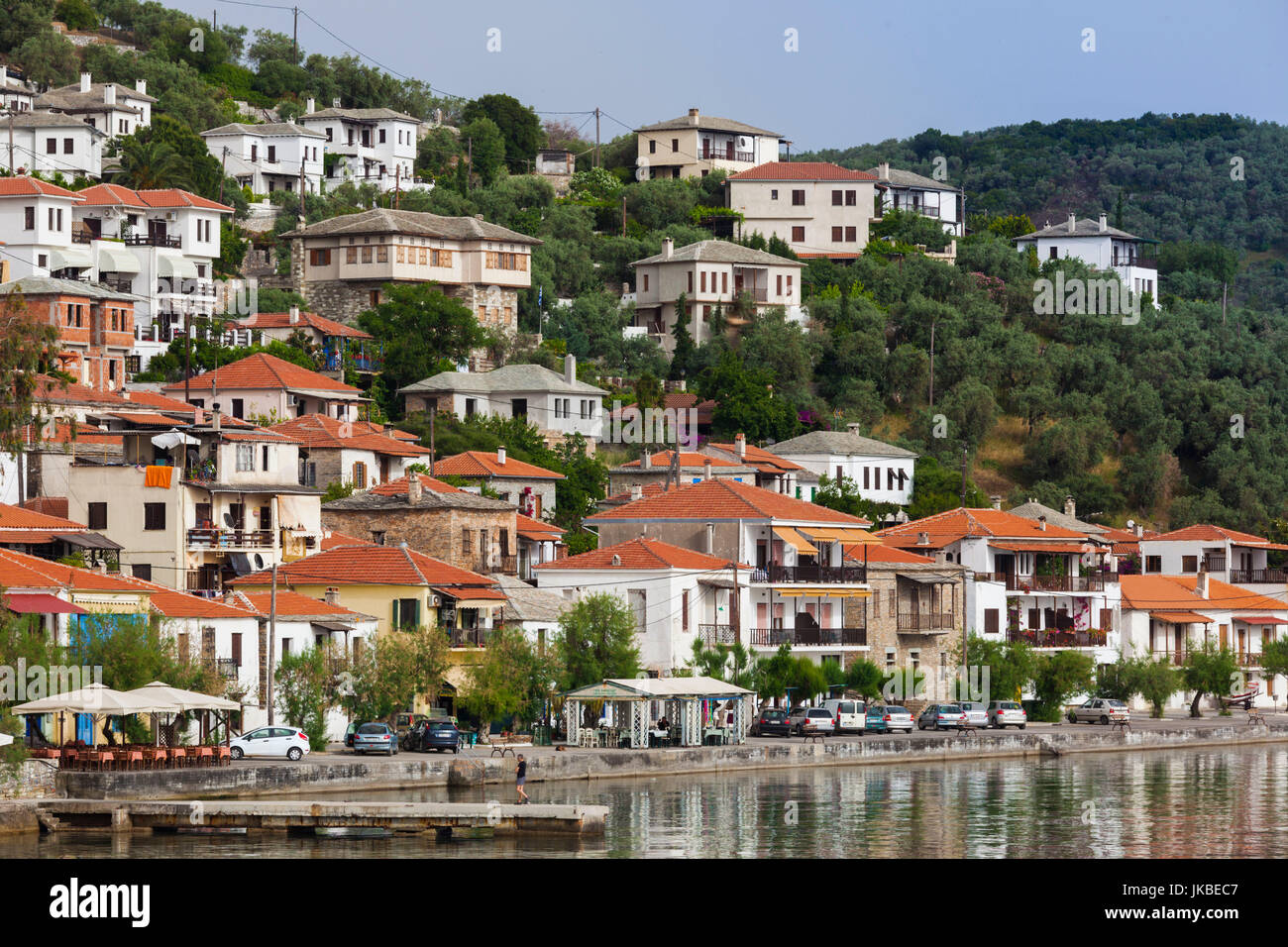 Greece, Thessaly Region, Afissos, Pelion Peninsula, elevated town view ...