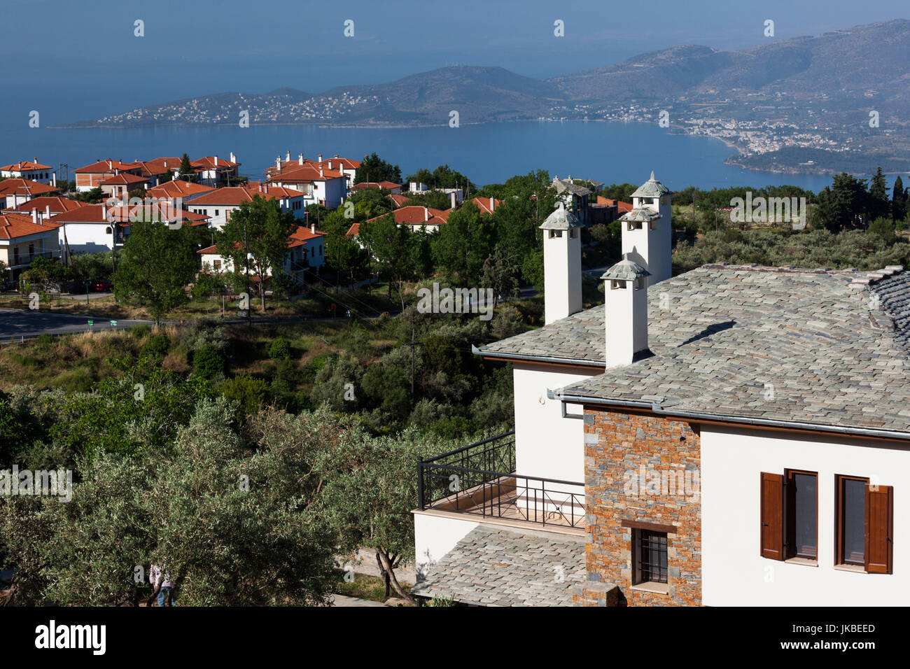 Greece, Thessaly Region, Pelion Peninsula, Volos, elevated city view ...