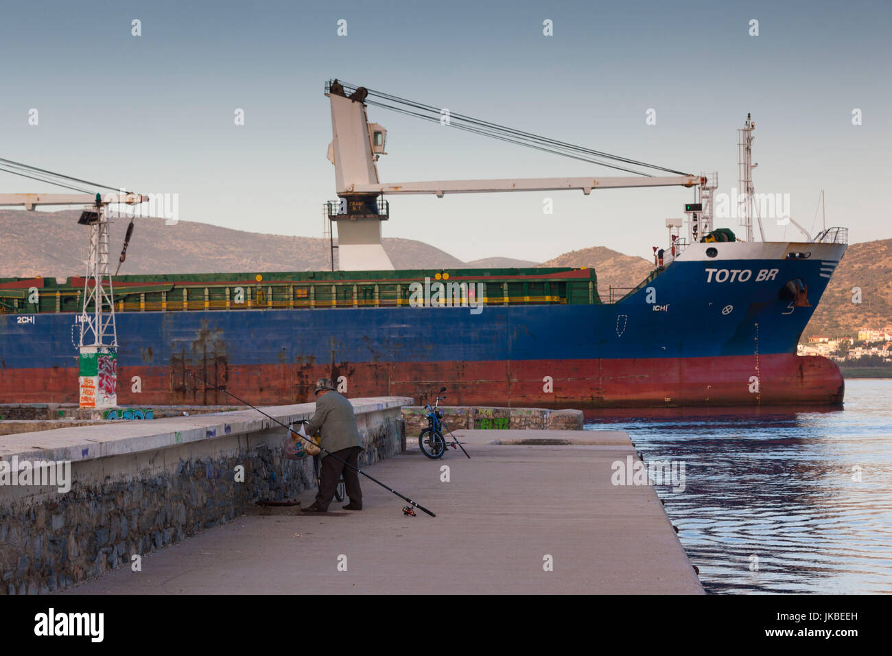 Greece, Thessaly Region, Pelion Peninsula, Volos, commercial port and ...
