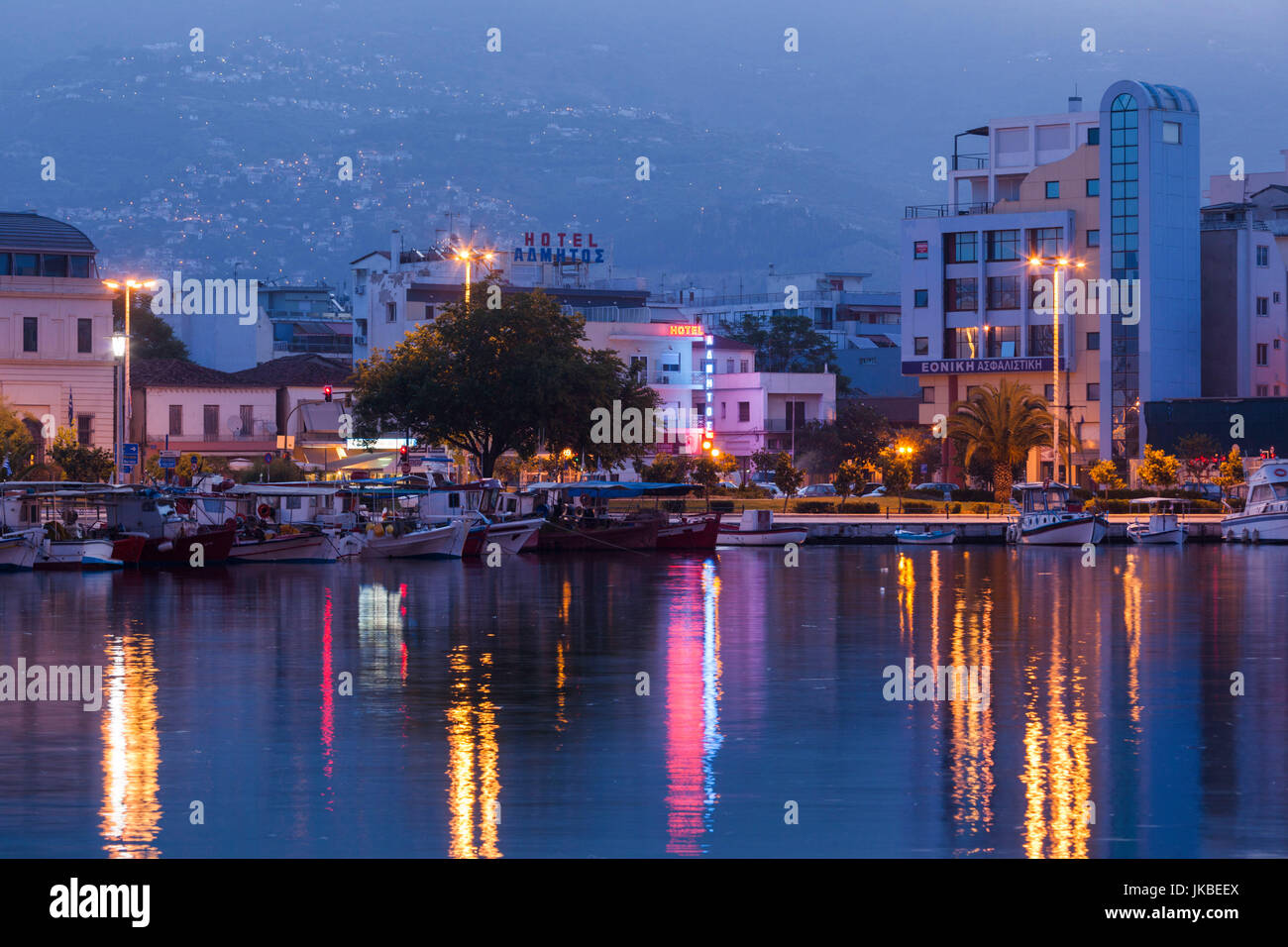 Greece, Thessaly Region, Pelion Peninsula, Volos, fishing port, dawn ...