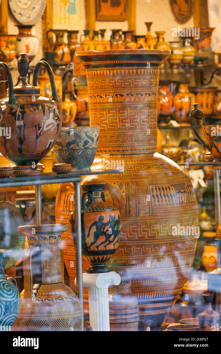 Souvenir shop selling reproductions of ancient greek items hi-res stock ...