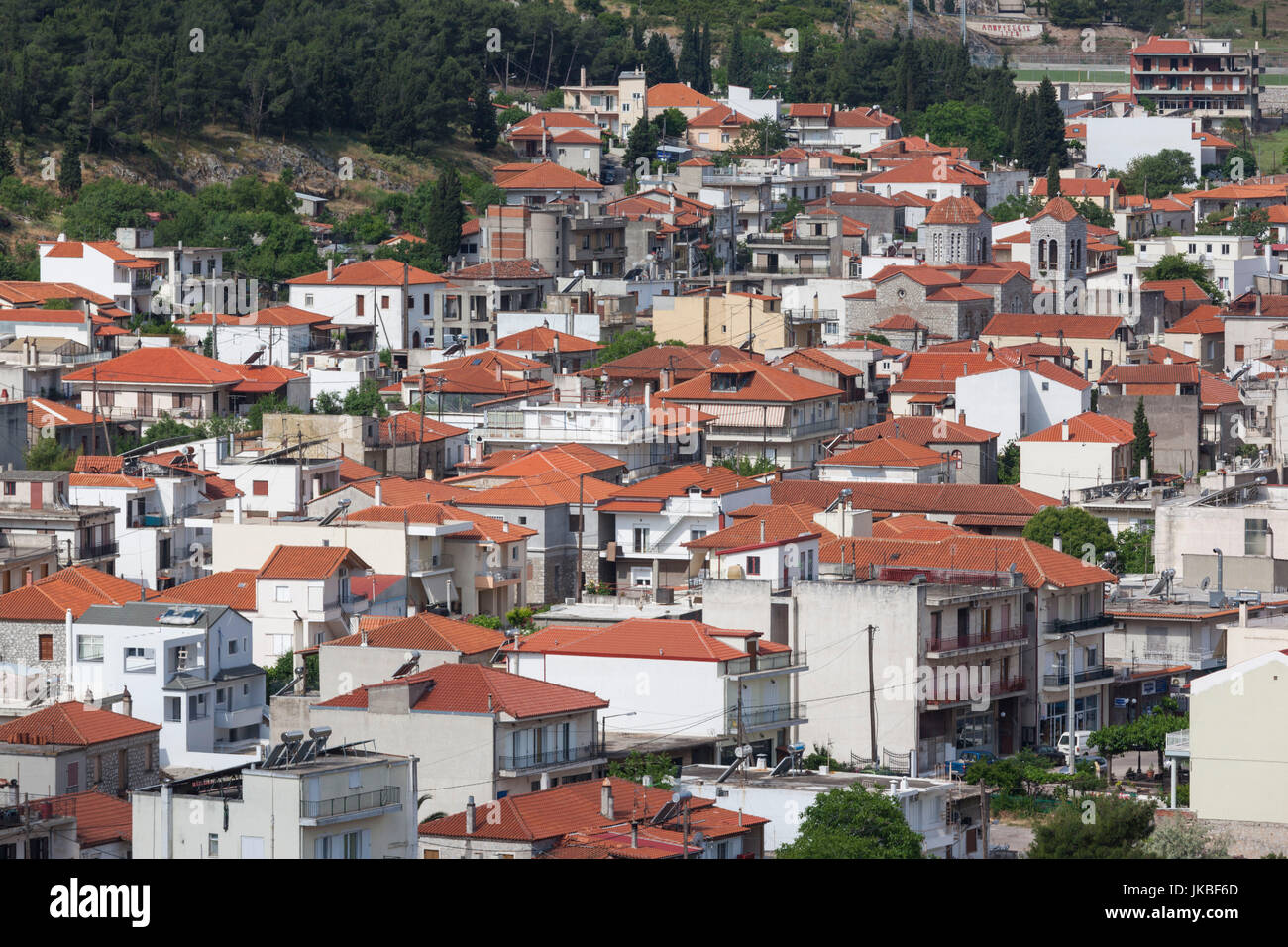 Greece, Central Greece Region, Distomo, elevated town view Stock Photo ...