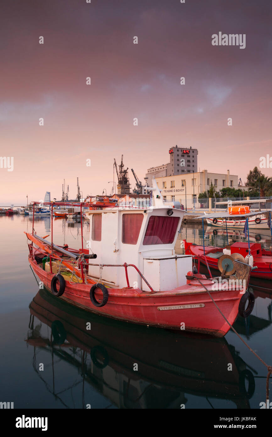 Greece, Thessaly Region, Pelion Peninsula, Volos, fishing port, dawn ...