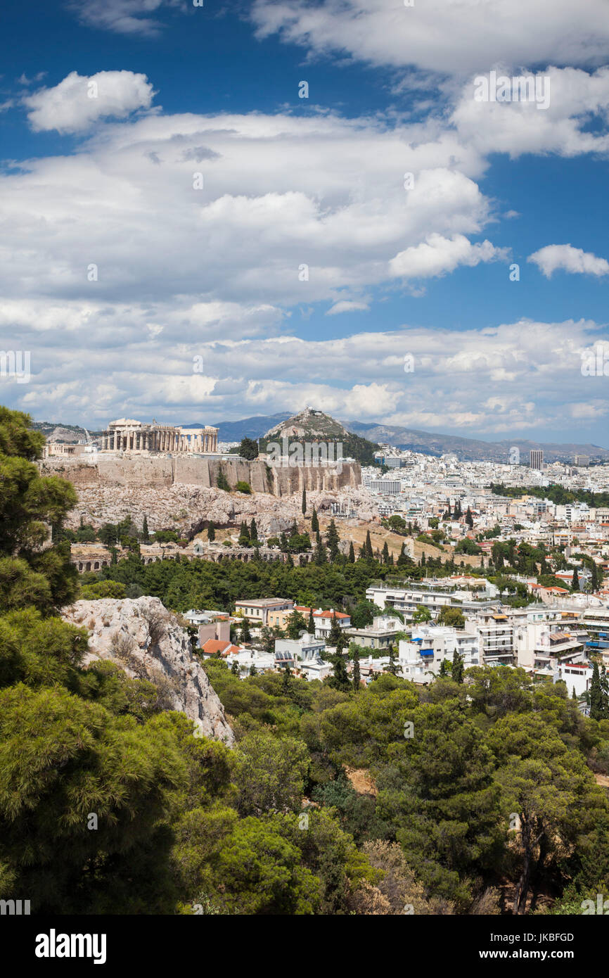 Greece, Central Greece Region, Athens, Acropolis view from Filopappos ...