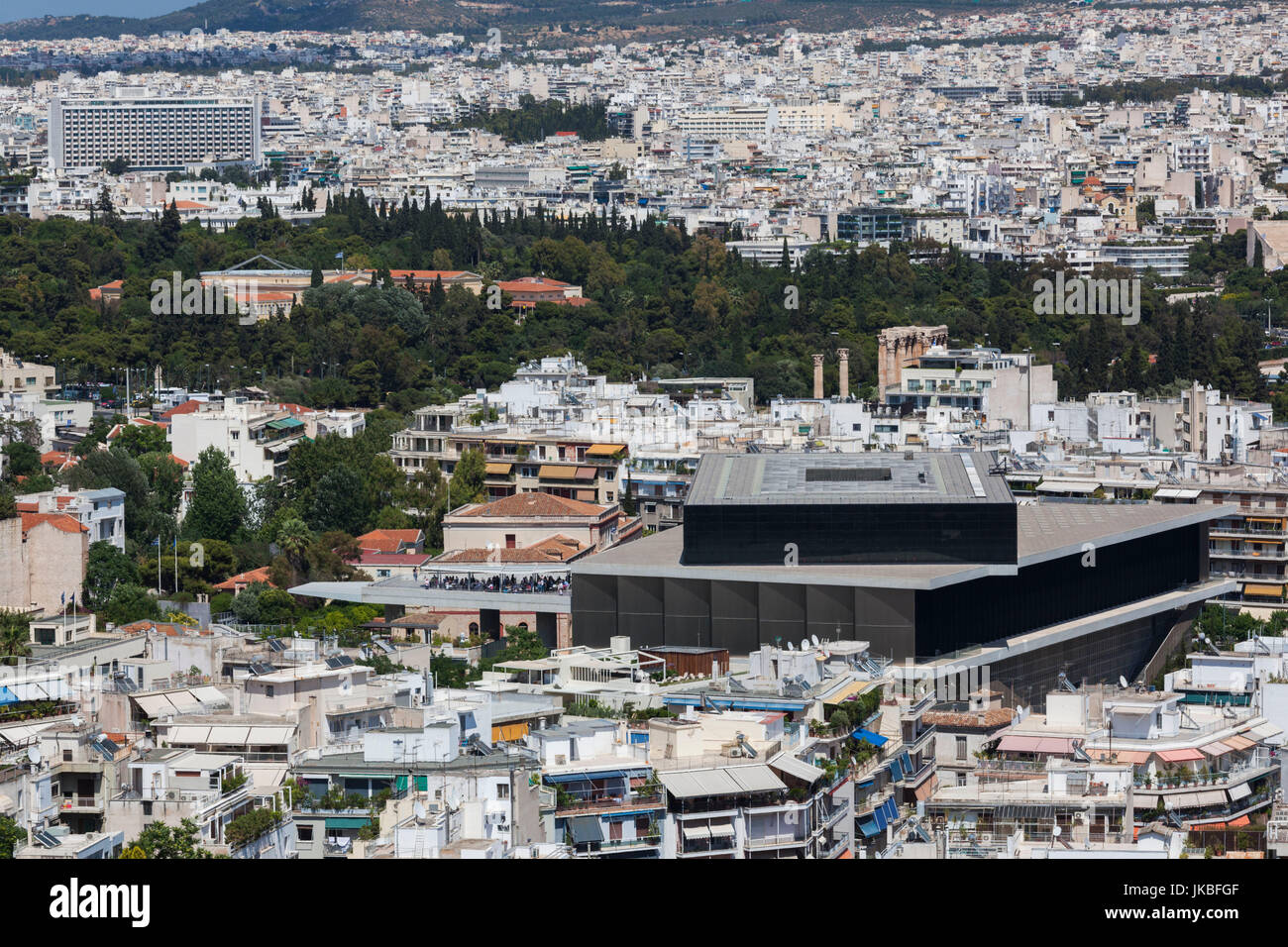 Elevated view of the new acropolis museum from filopappos hill hi-res ...
