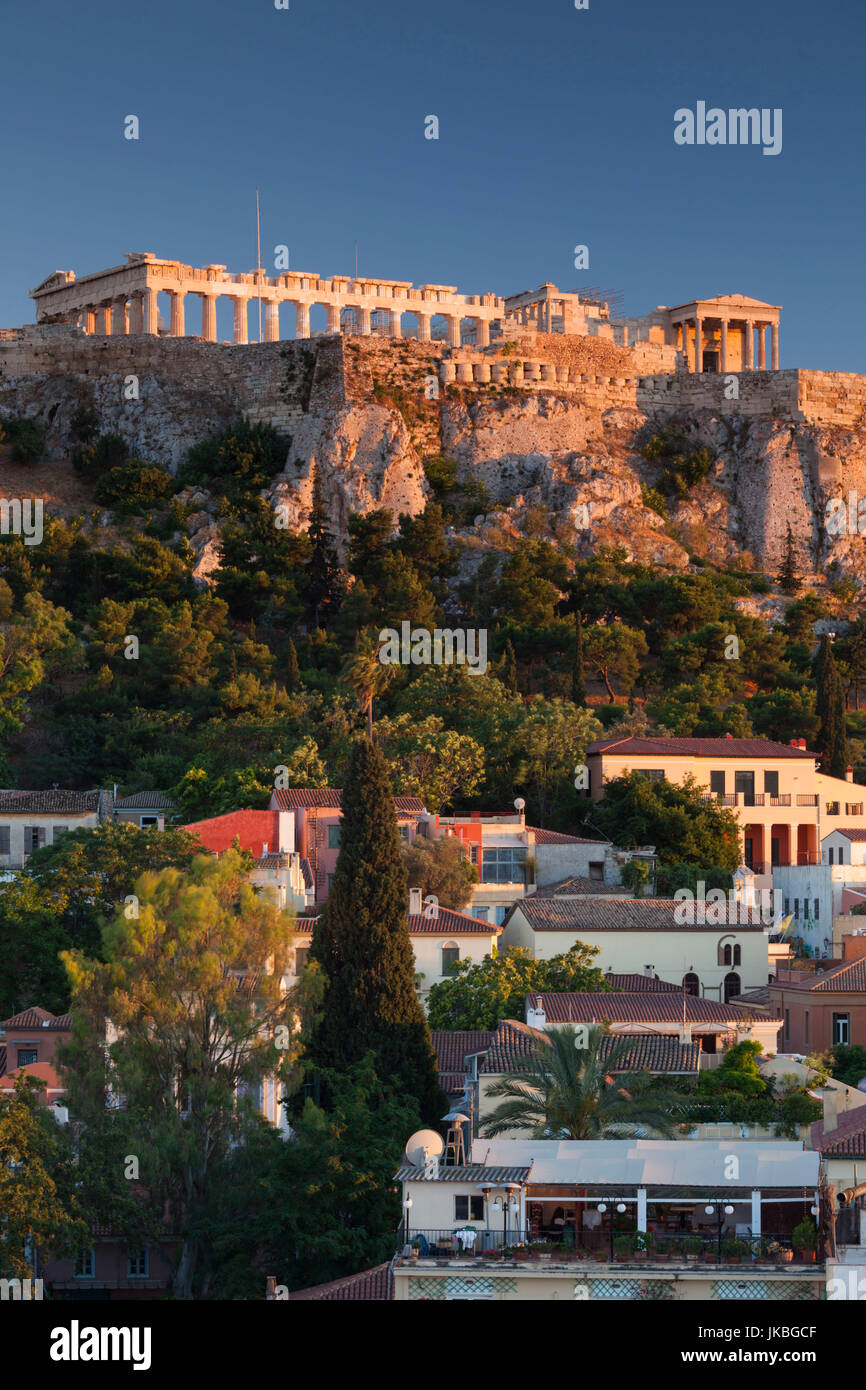 Greece, Central Greece Region, Athens, Acropolis, elevated view, sunset ...
