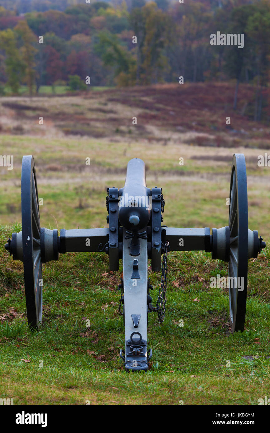 USA, Pennsylvania, Gettysburg, Battle of Gettysburg, Civil War cannon ...