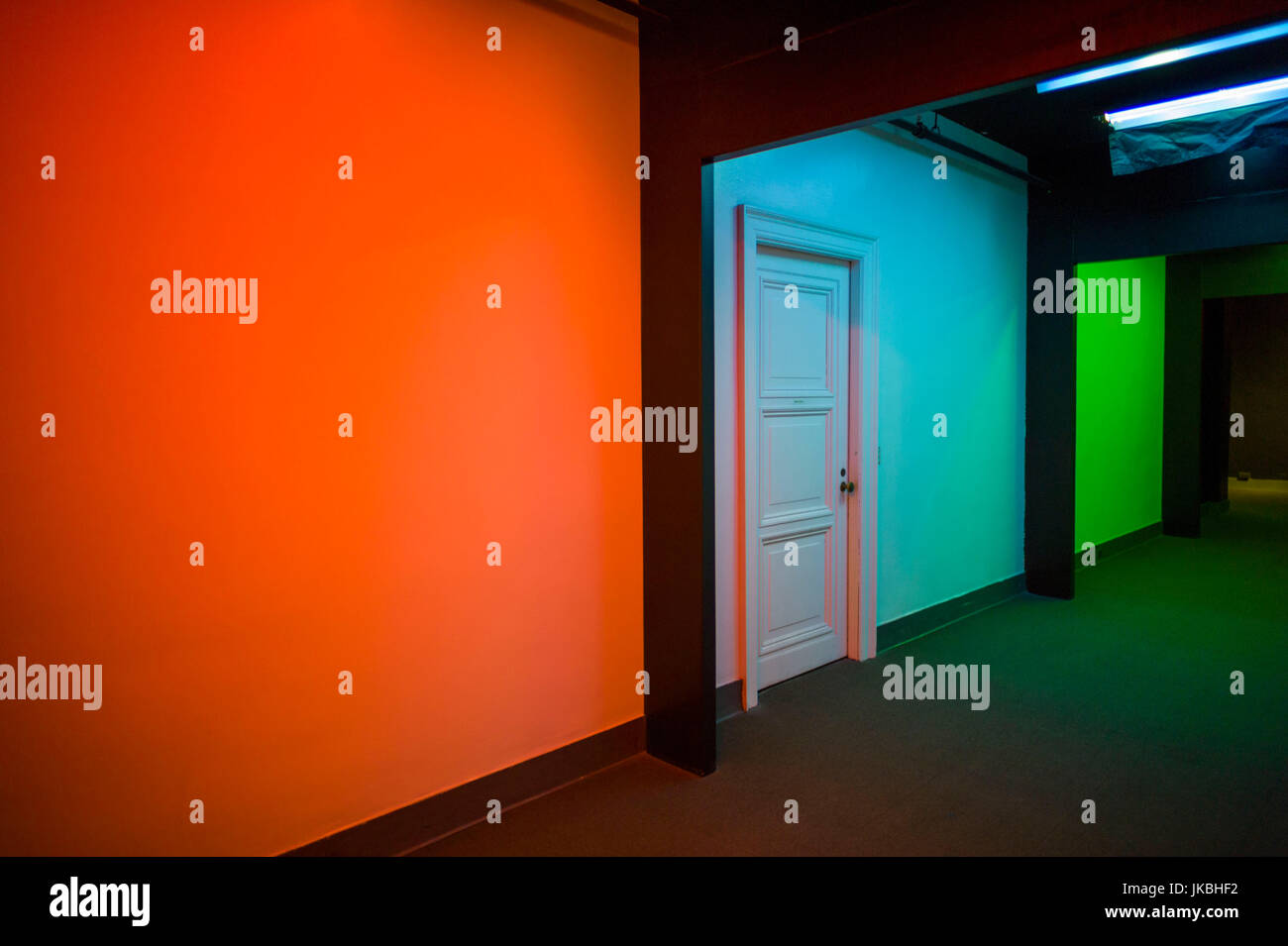 USA, Pennsylvania, Philadelphia, The Franklin Institute, colorful walls ...