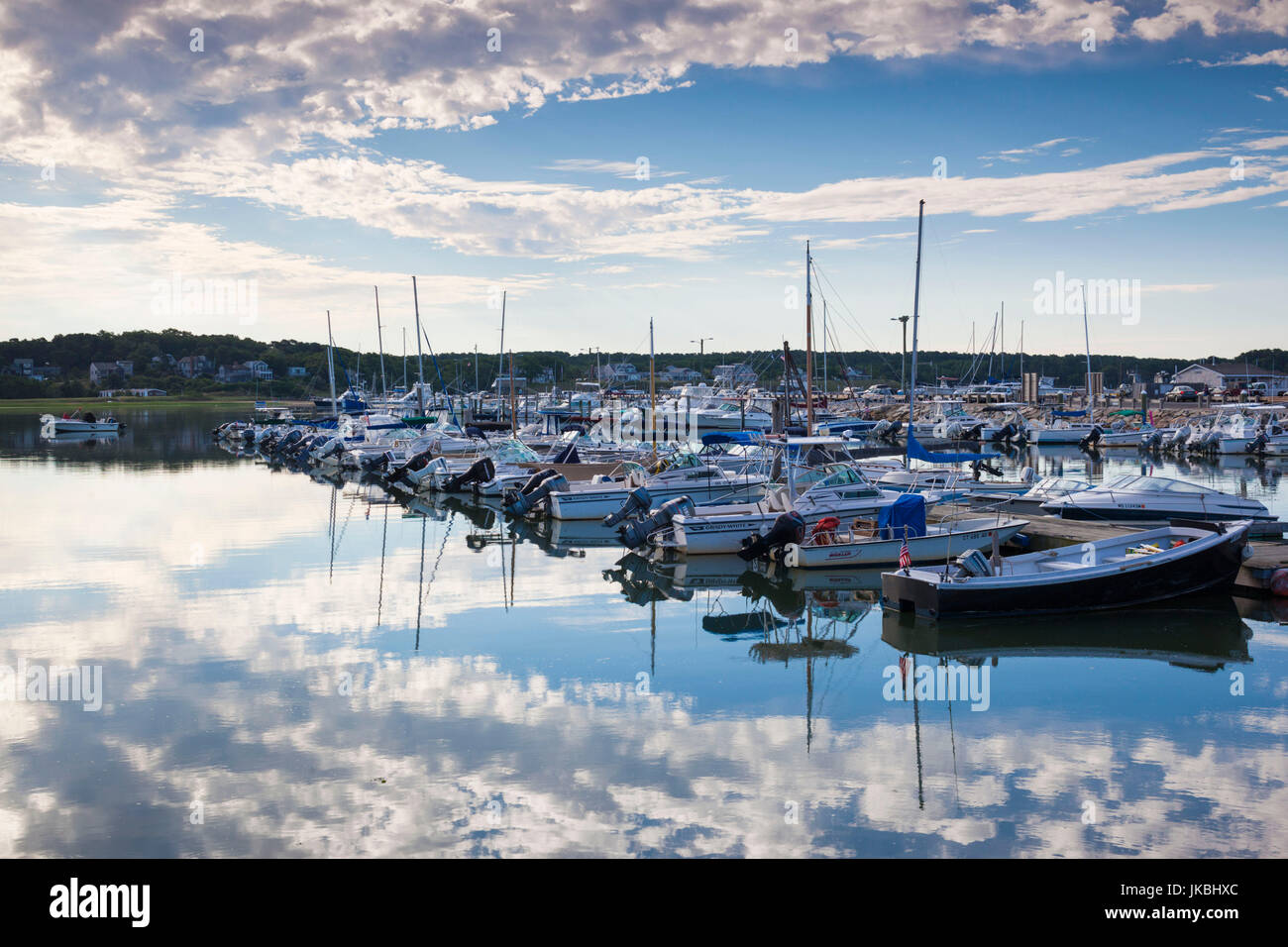 USA, Massachusetts, Cape Cod, Wellfleet, Town Marina, morning Stock ...