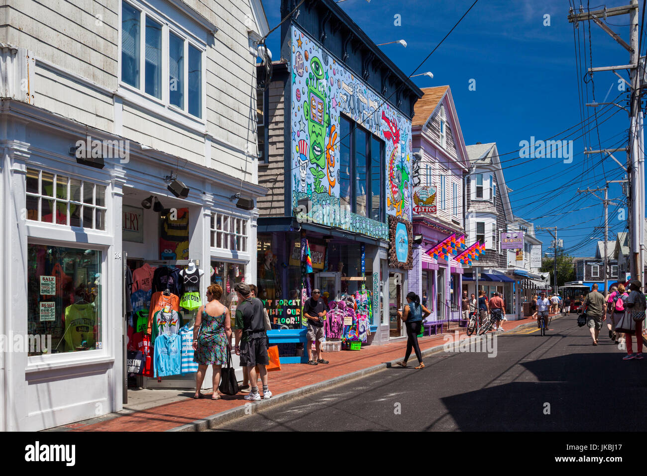 USA, Massachusetts, Cape Cod, Provincetown, Commercial Street, Shops ...