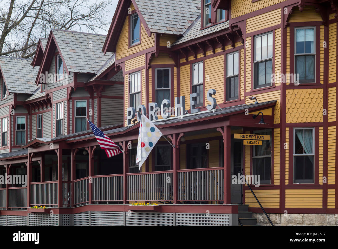 USA, Massachusetts, North Adams, Porches Inn, guest house Stock Photo ...