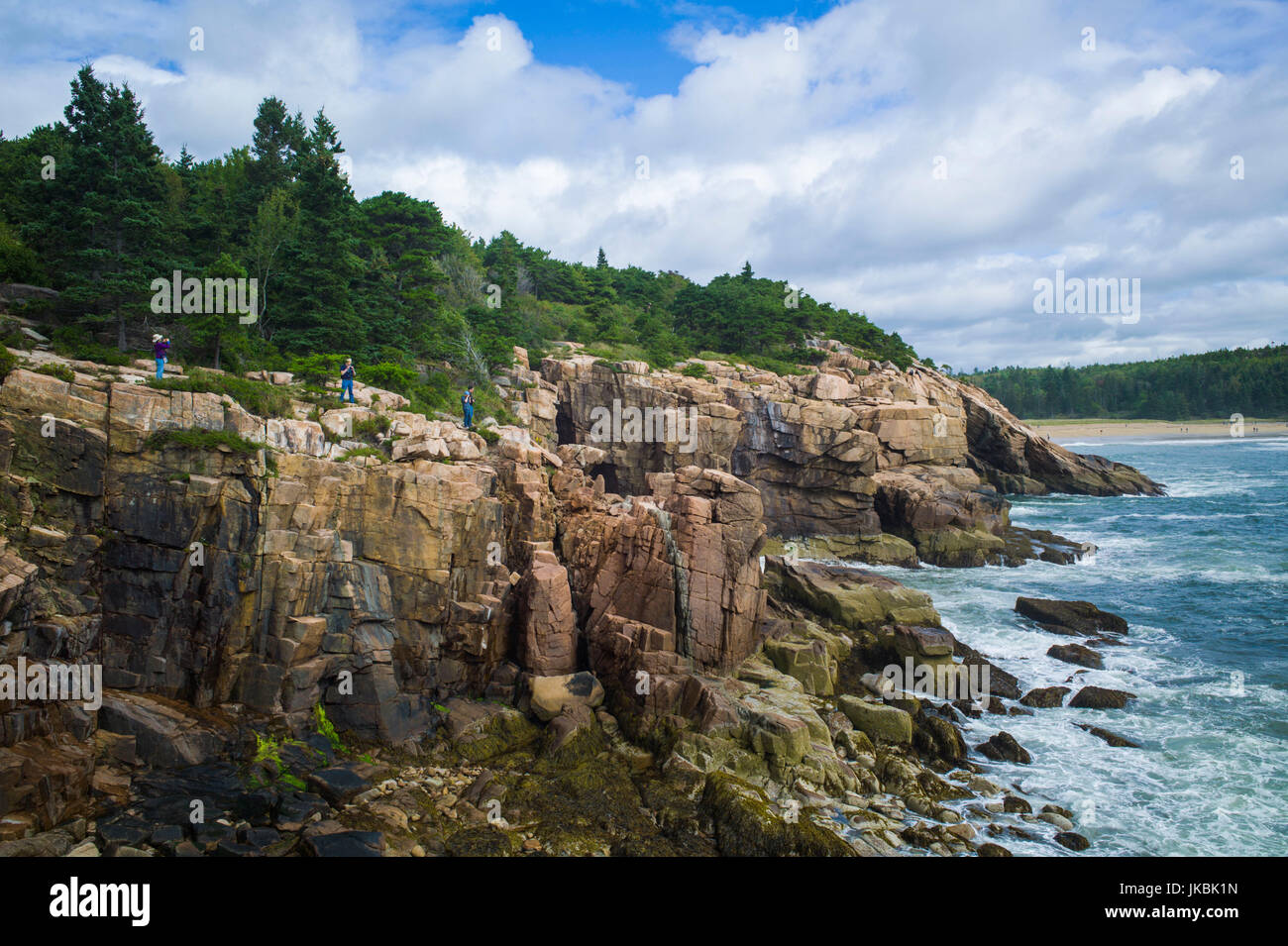 USA, Maine, Mt. Desert Island, Acadia National Park, cliffs by Sand ...