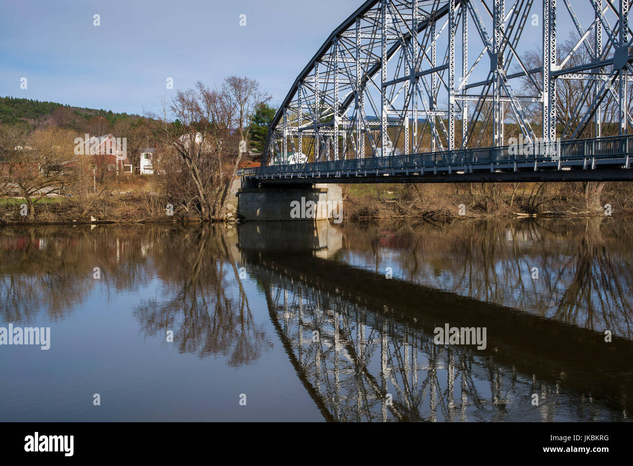 USA, Vermont, Bradford, Route 25 Bridge on the Connecticut River Stock ...