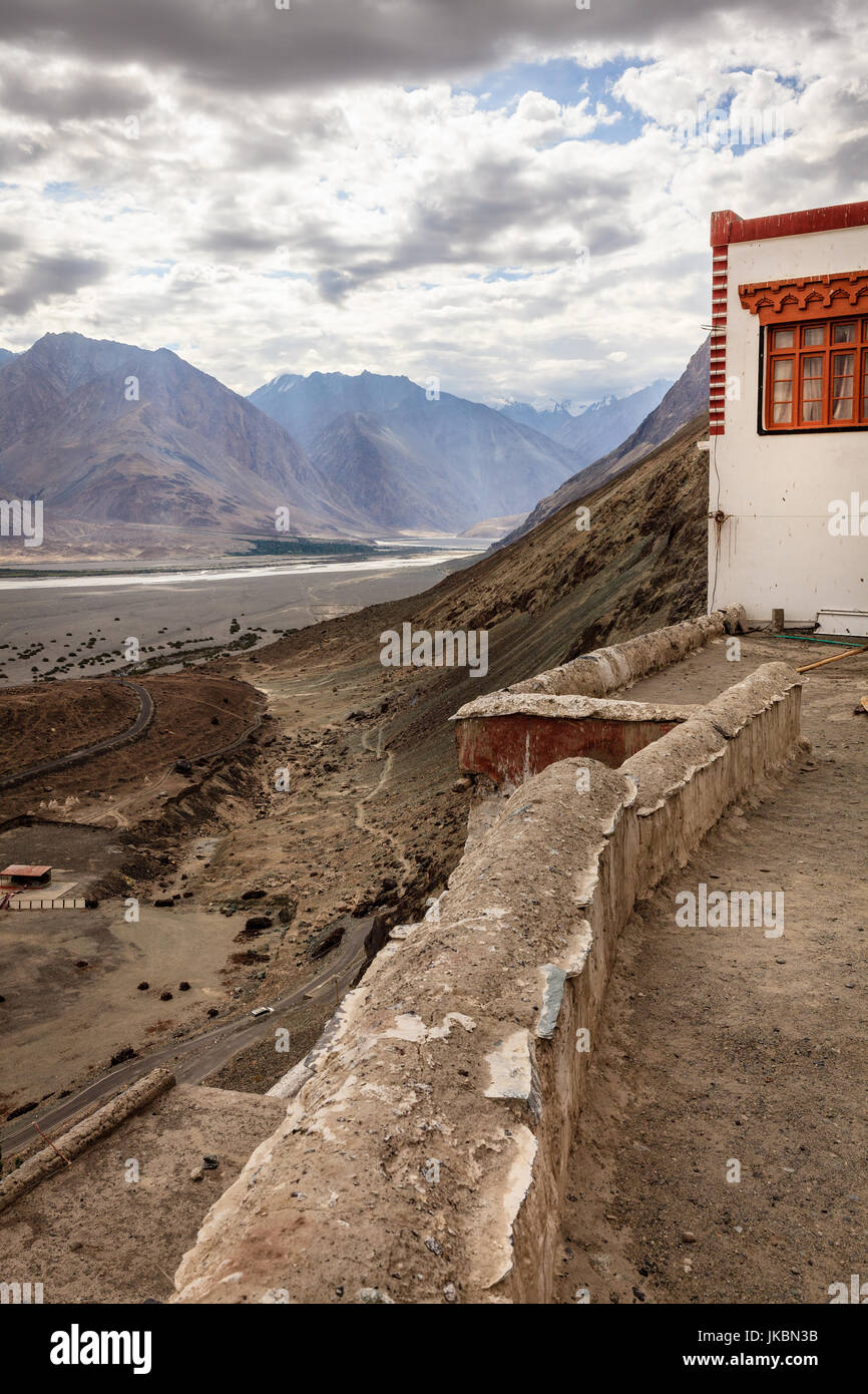 View to Nubra Valley from Diskit Buddhist Monastery in Kashmir, India ...