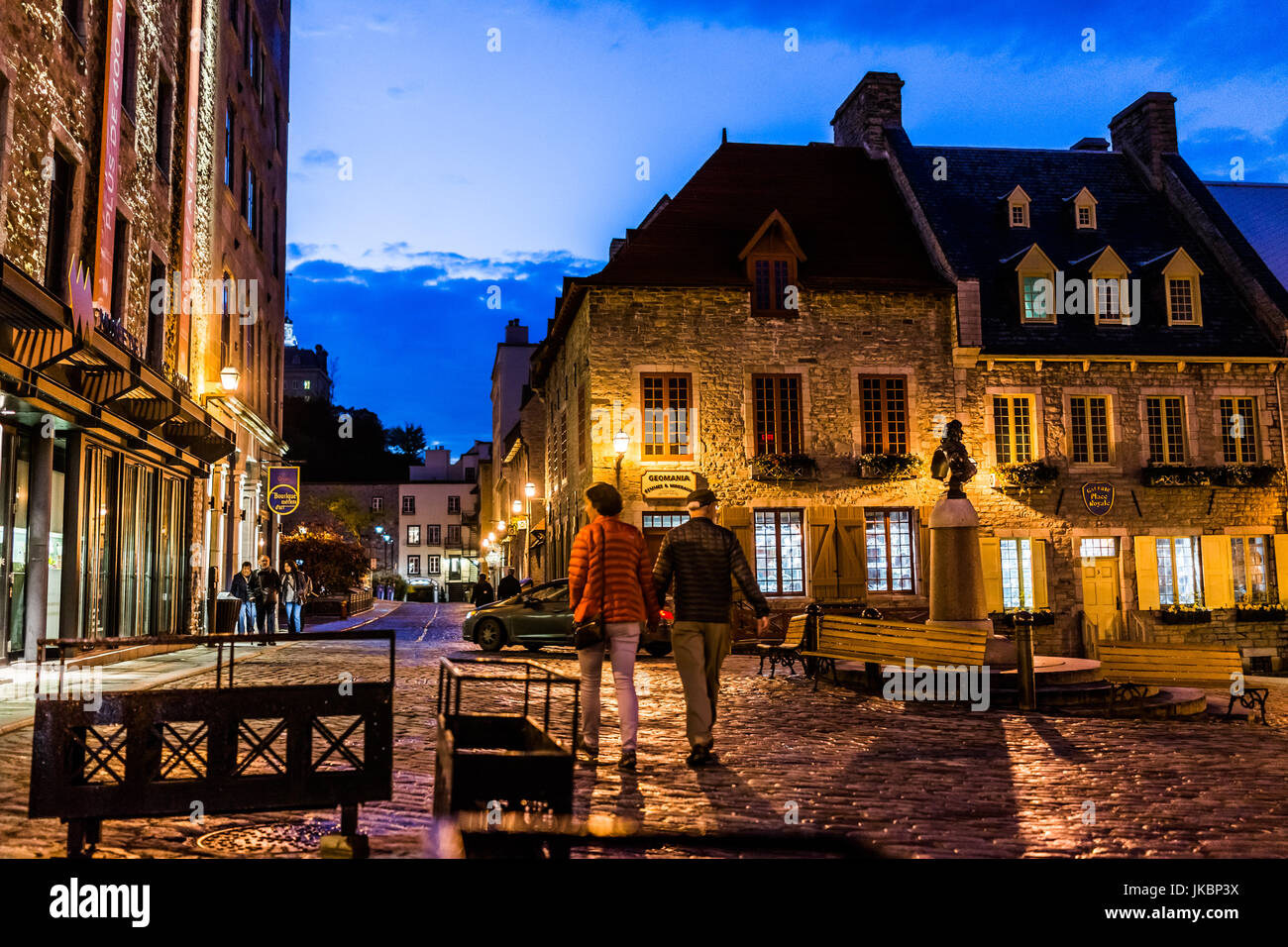 Quebec City, Canada - May 31, 2017: Lower old town street square Place ...