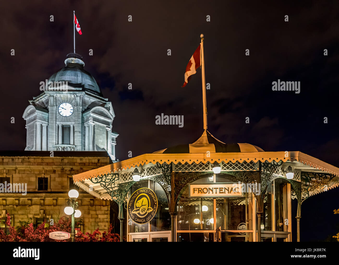 Quebec City, Canada - May 31, 2017: Old town night view with ...