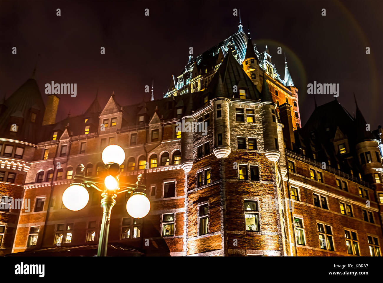 Quebec City, Canada - May 31, 2017: Closeup of Chateau Frontenac castle ...