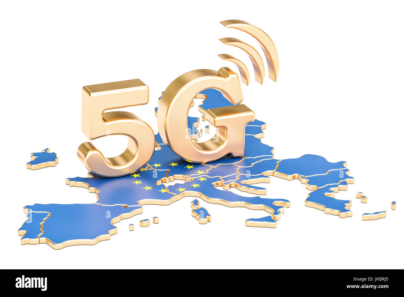 5G in European Union concept, 3D rendering isolated on white background ...