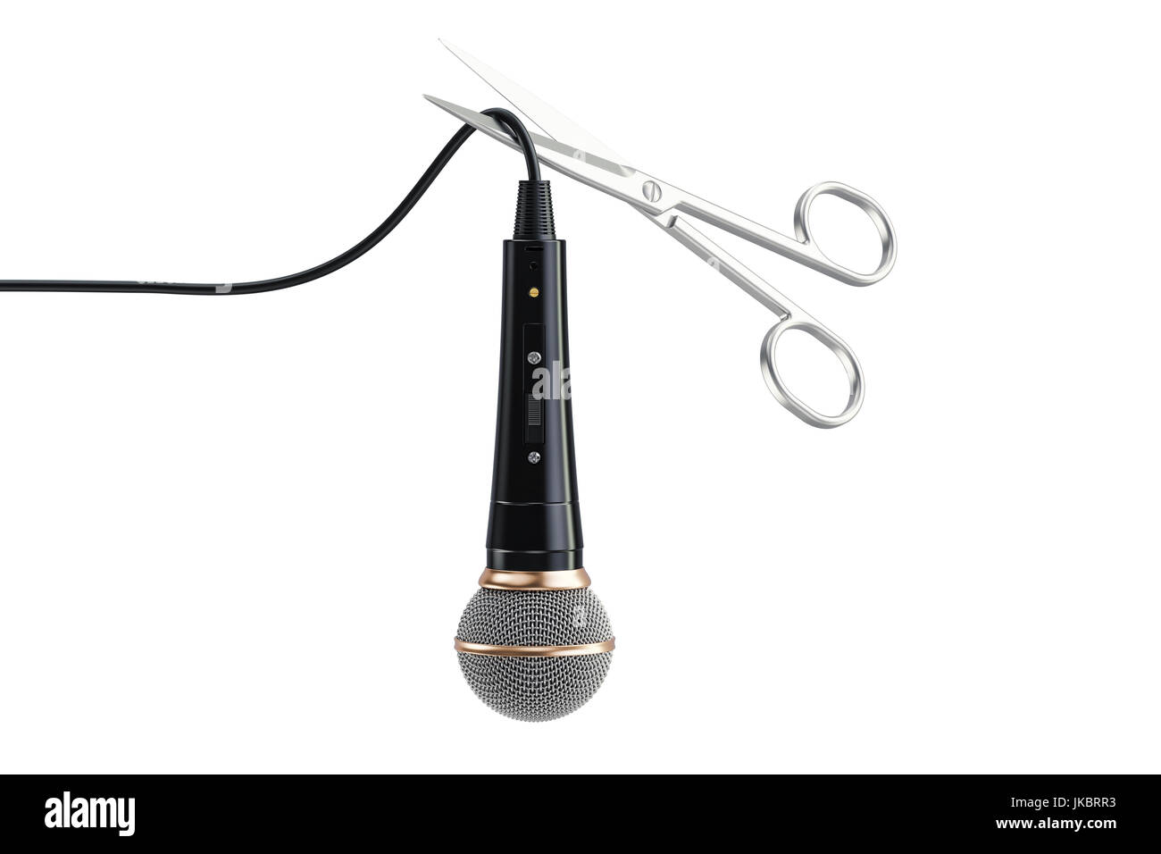 Microphone with scissors, 3D rendering isolated on white background ...