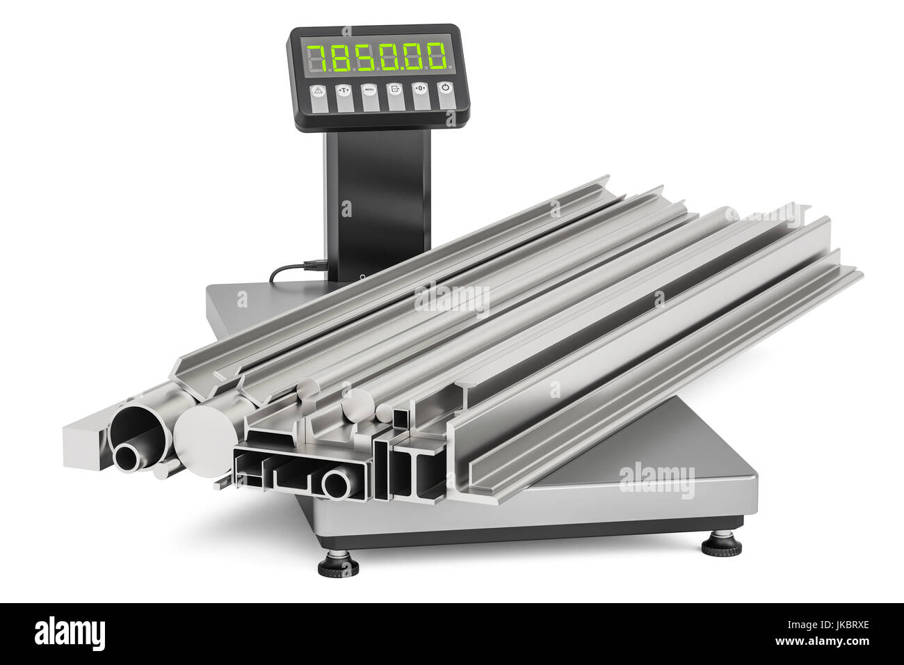 Rolled metal products on industrial scales, 3D rendering Stock Photo ...