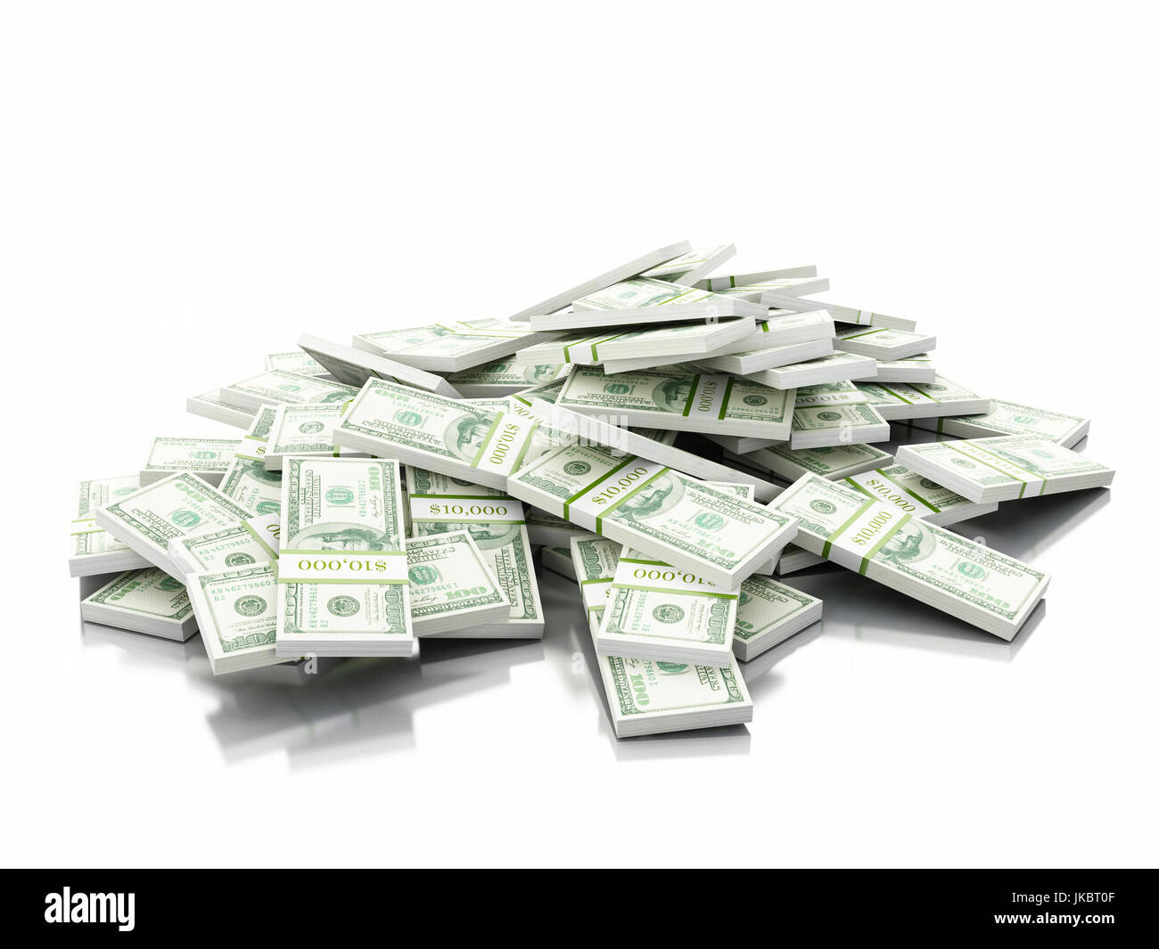 3d illustration. Stack of US dollars banknotes. Isolated white ...