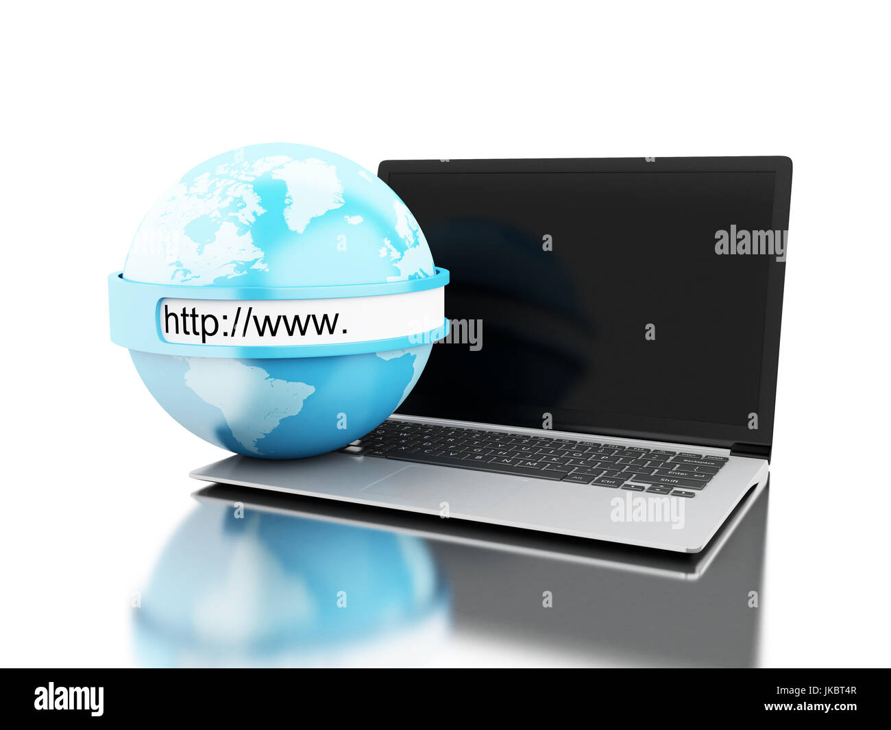 3d illustration. Earth with computer laptop. Global networking concept ...