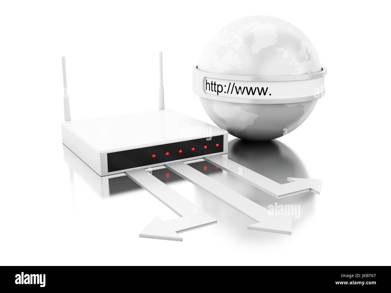 3d illustration. World with wifi router. Global networking concept ...