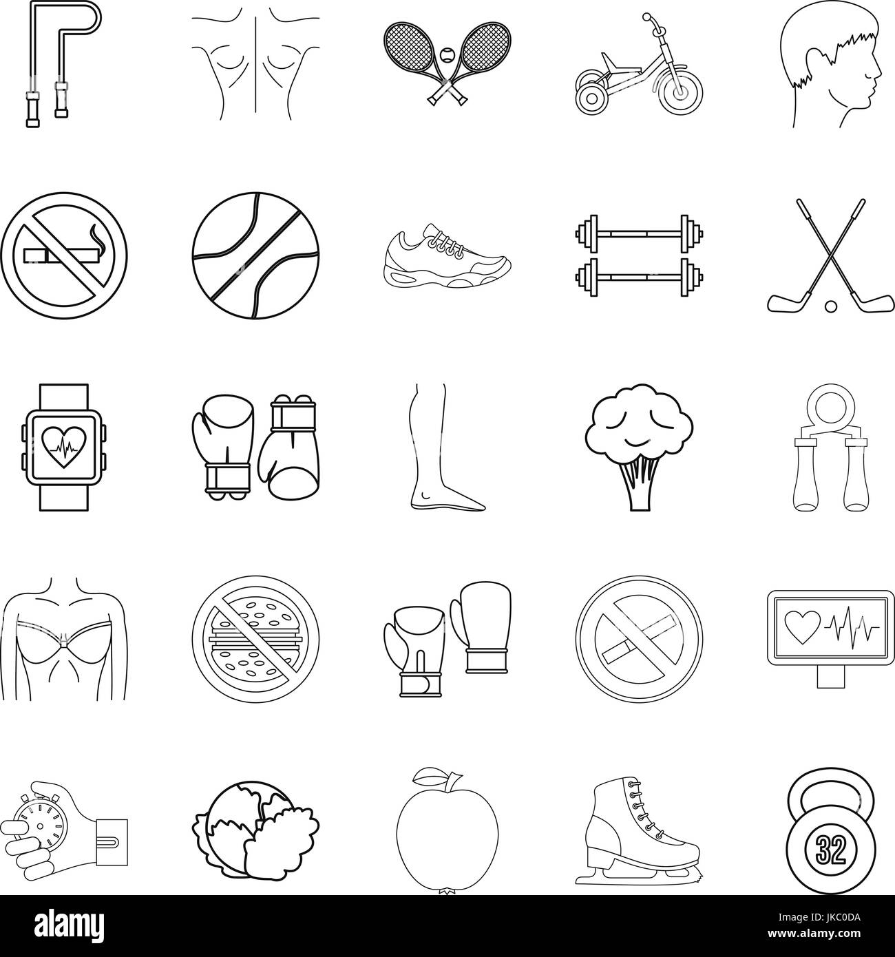 Workout icons set, outline style Stock Vector Image & Art - Alamy