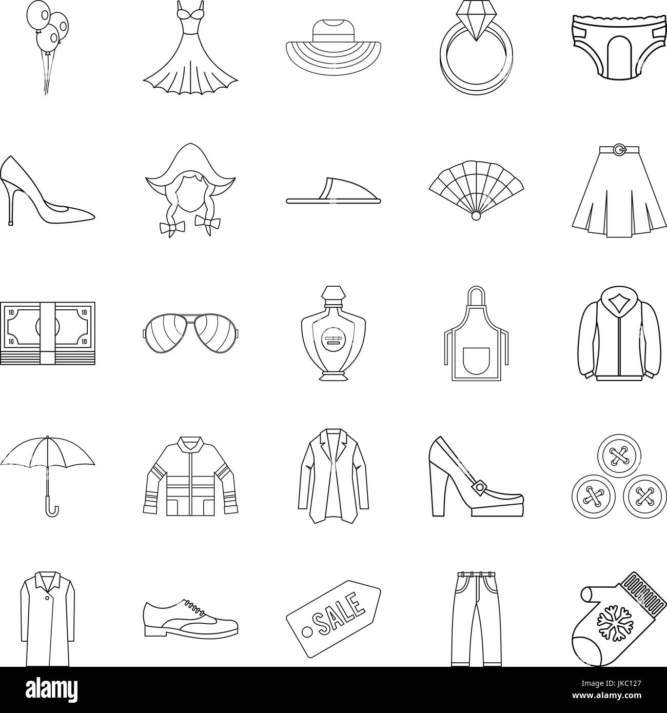 Evening dress icons set, outline style Stock Vector Image & Art - Alamy