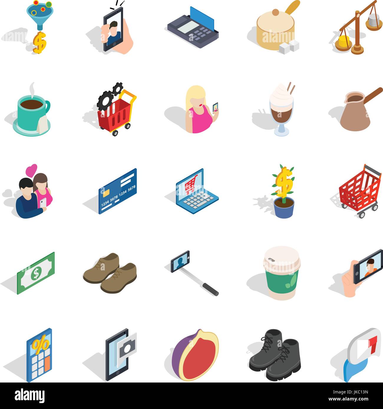 Shopping trip icons set, isometric style Stock Vector Image & Art - Alamy