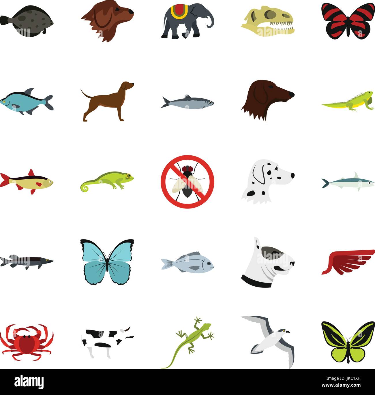 Wild animals icons set, flat style Stock Vector Image & Art - Alamy