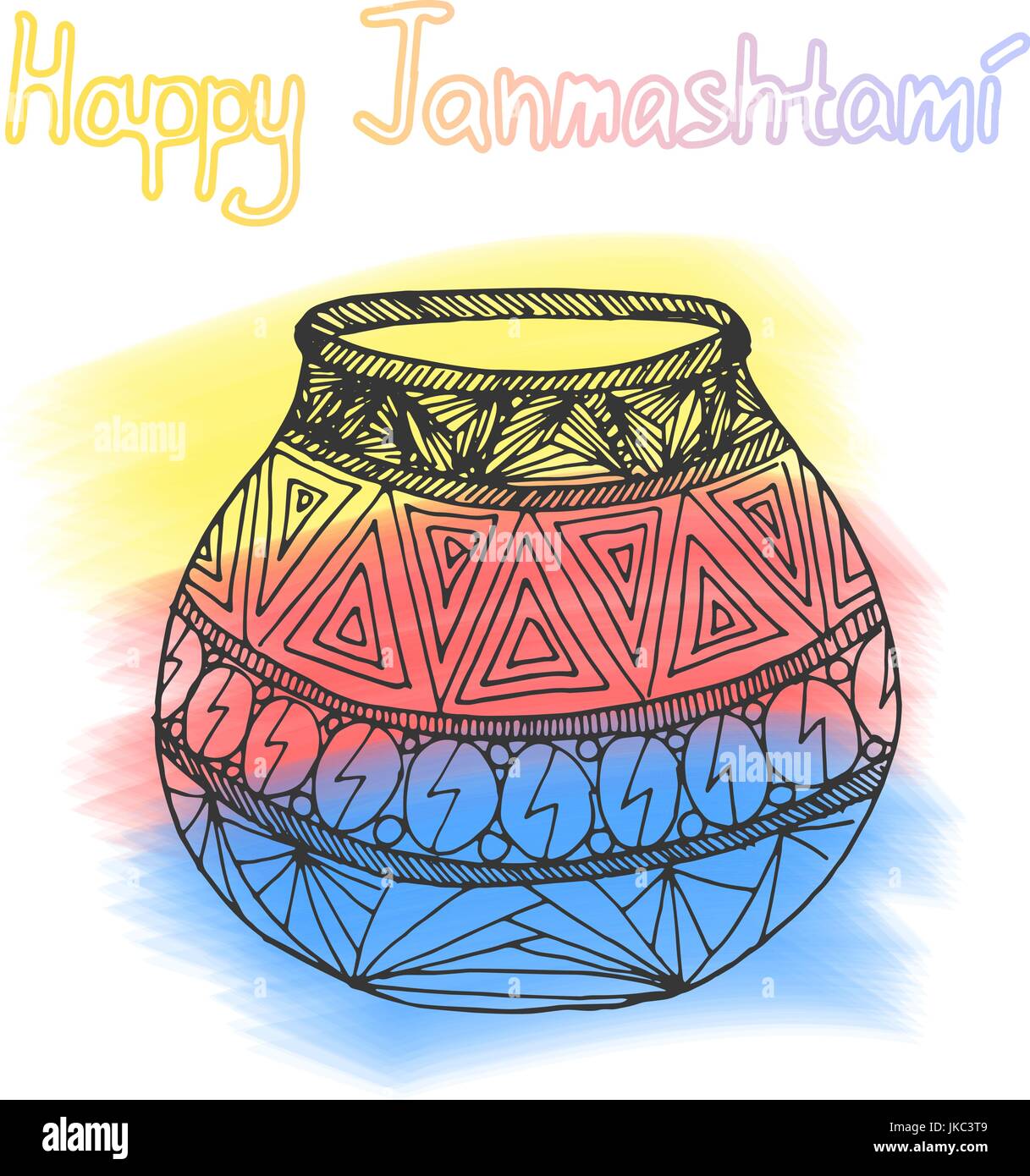 Happy Janmashtami indian fest. Dahi handi on Janmashtami, celebrating ...
