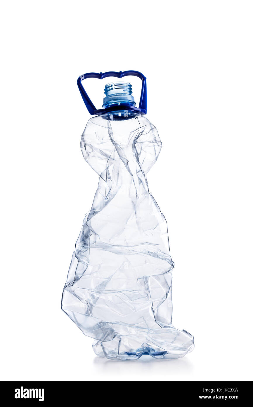 smashed empty plastic bottle, isolated on white background Stock Photo ...