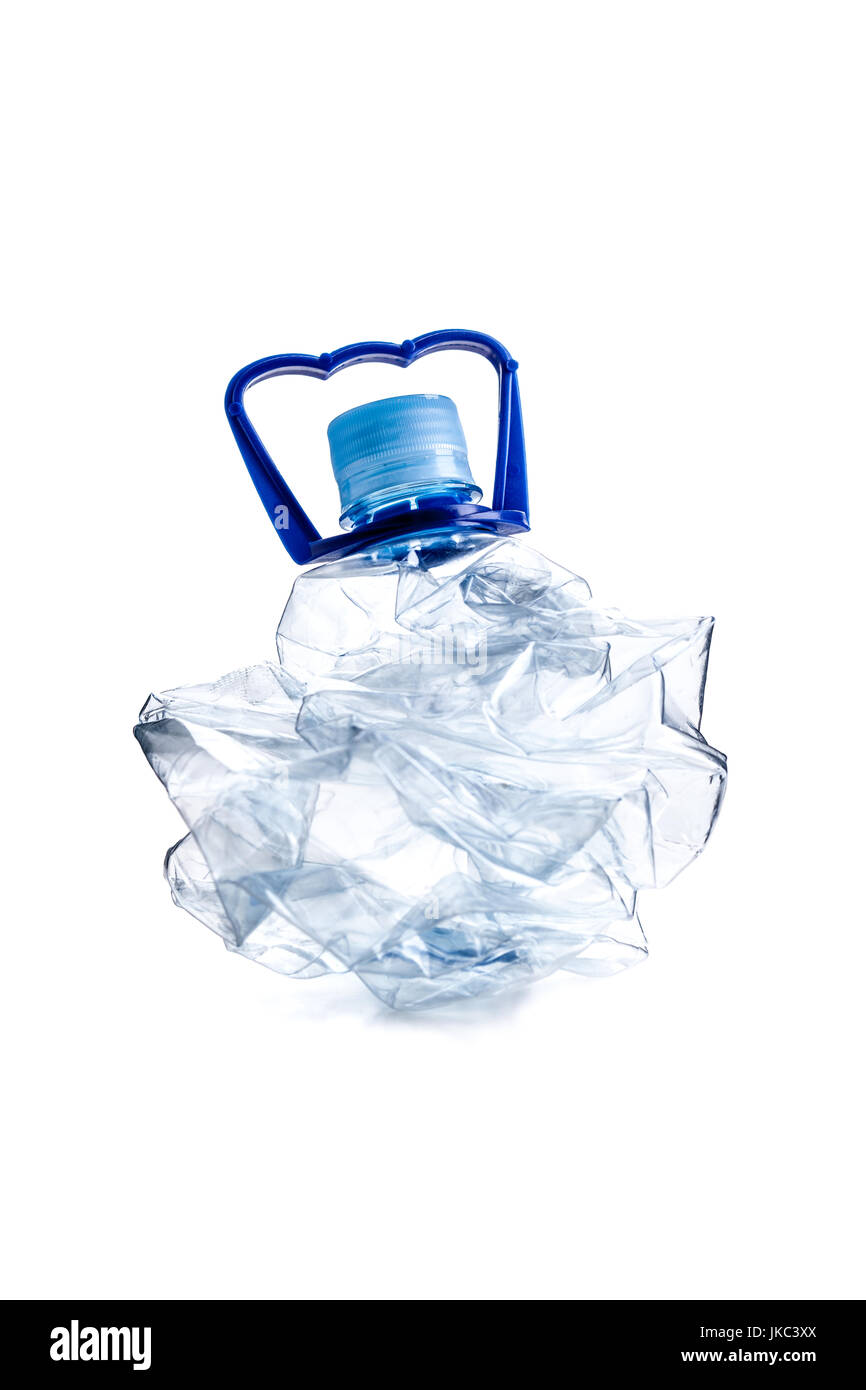 smashed empty plastic bottle, isolated on white background Stock Photo ...