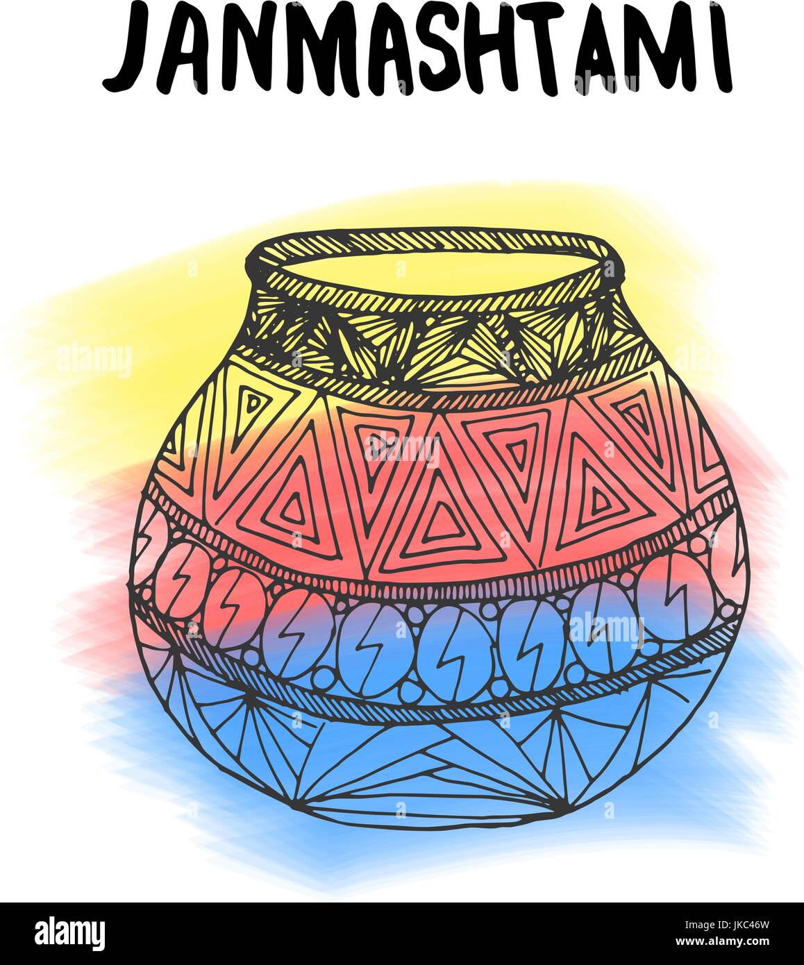 Happy Janmashtami indian fest. Dahi handi on Janmashtami, celebrating ...