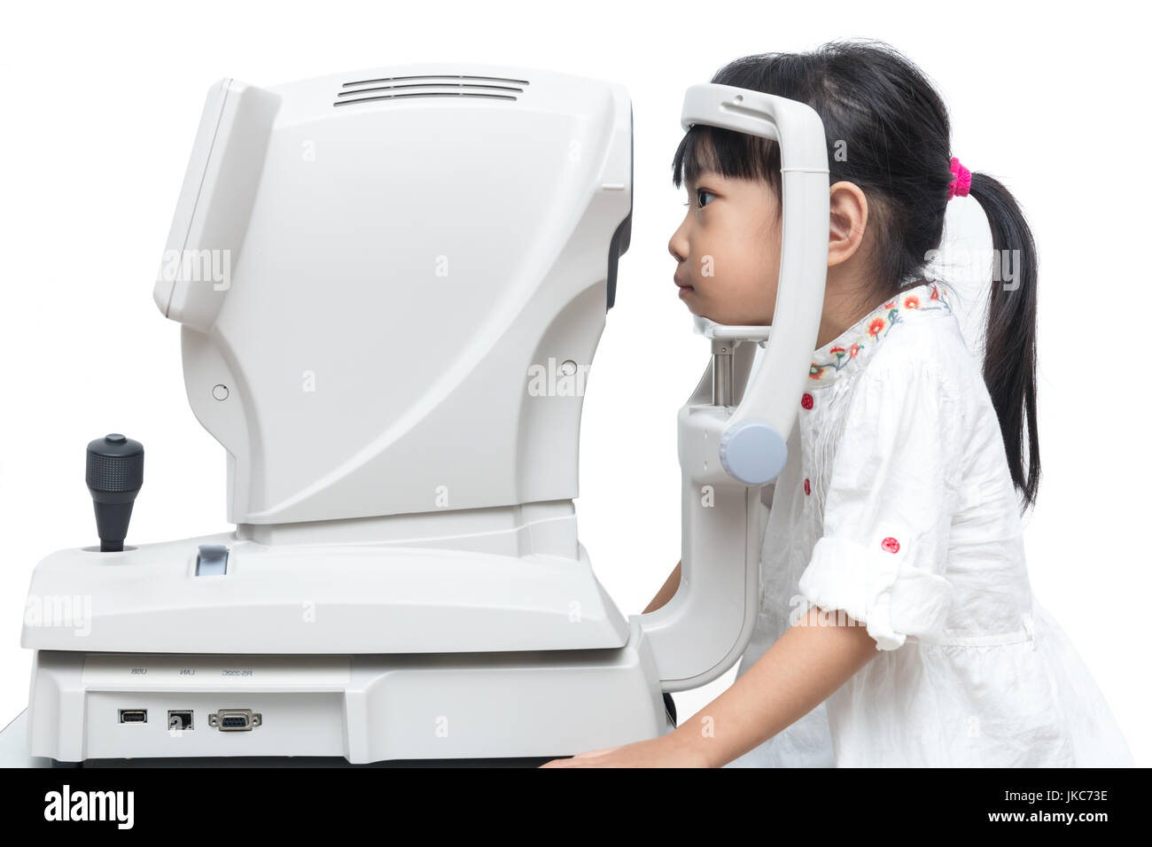 Asian Little Chinese Girl Doing Eyes Examination Through Auto ...