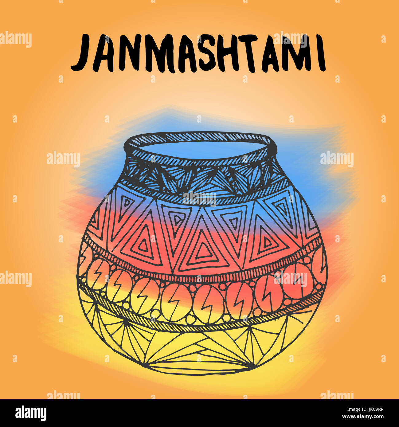 Happy Janmashtami indian fest. Dahi handi on Janmashtami, celebrating ...