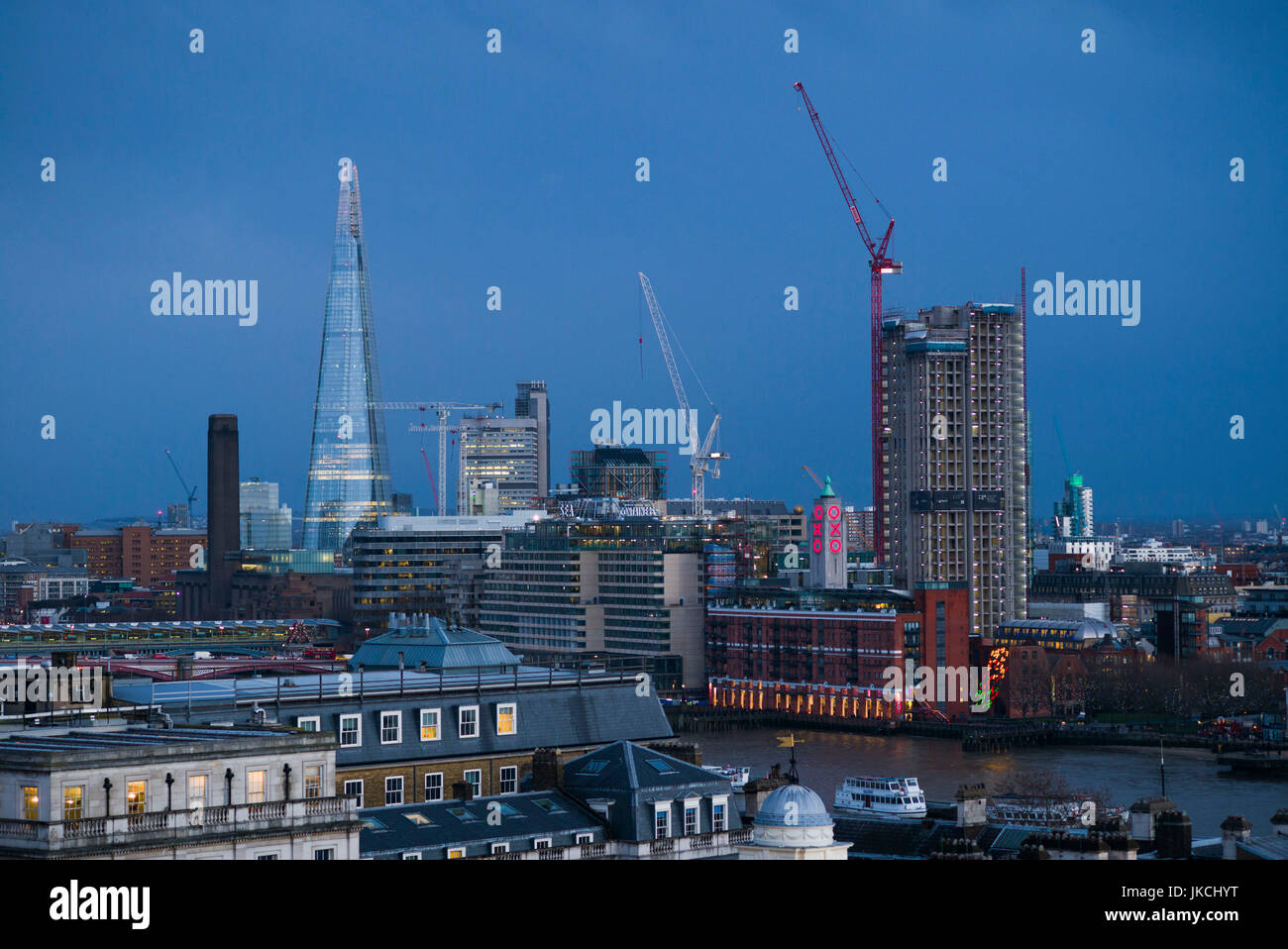 England, London, The Strand, elevated city view towards Southbank, The ...