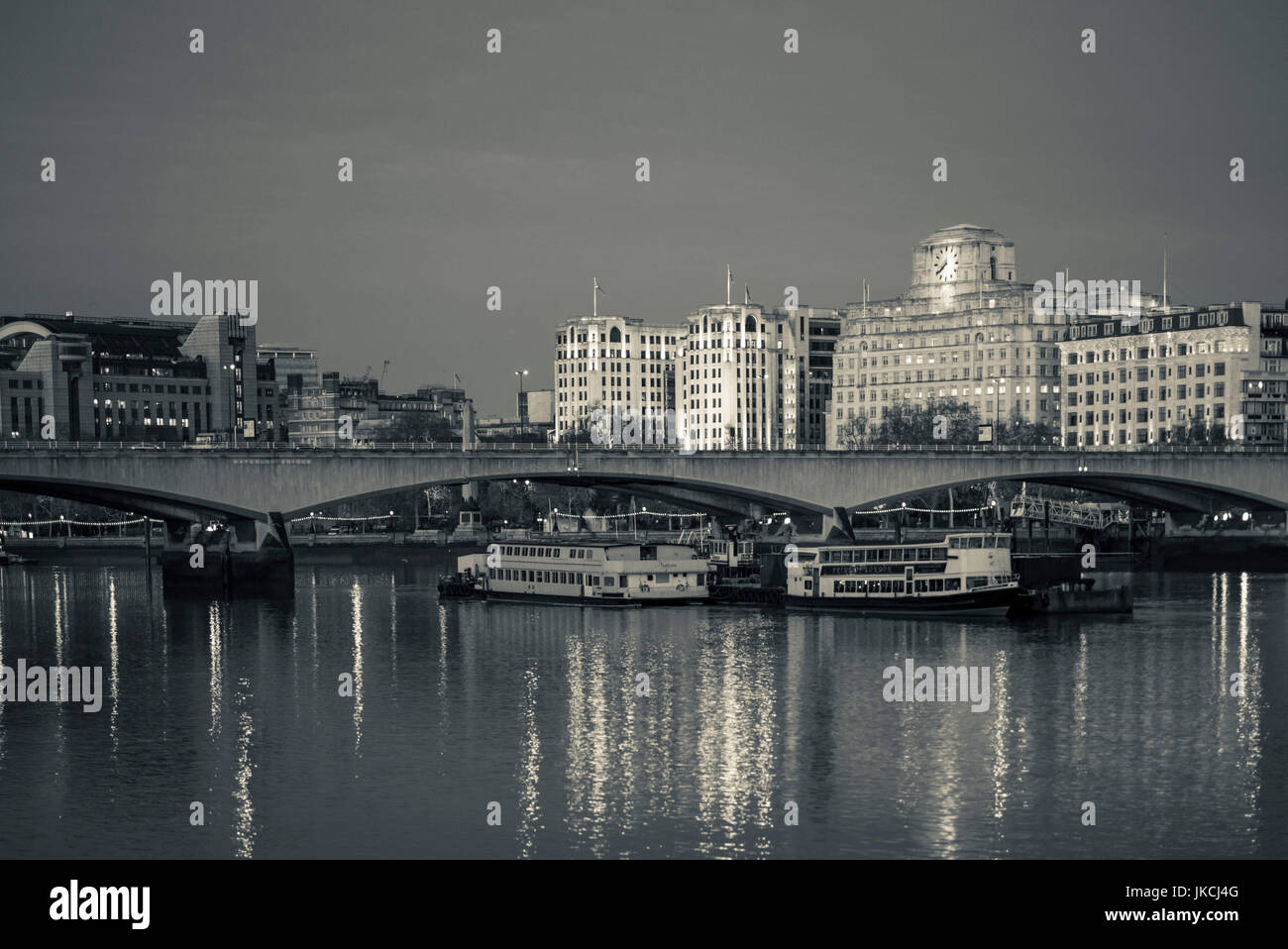 England, London, Victoria Embankment, buildings by Waterloo Bridge and ...